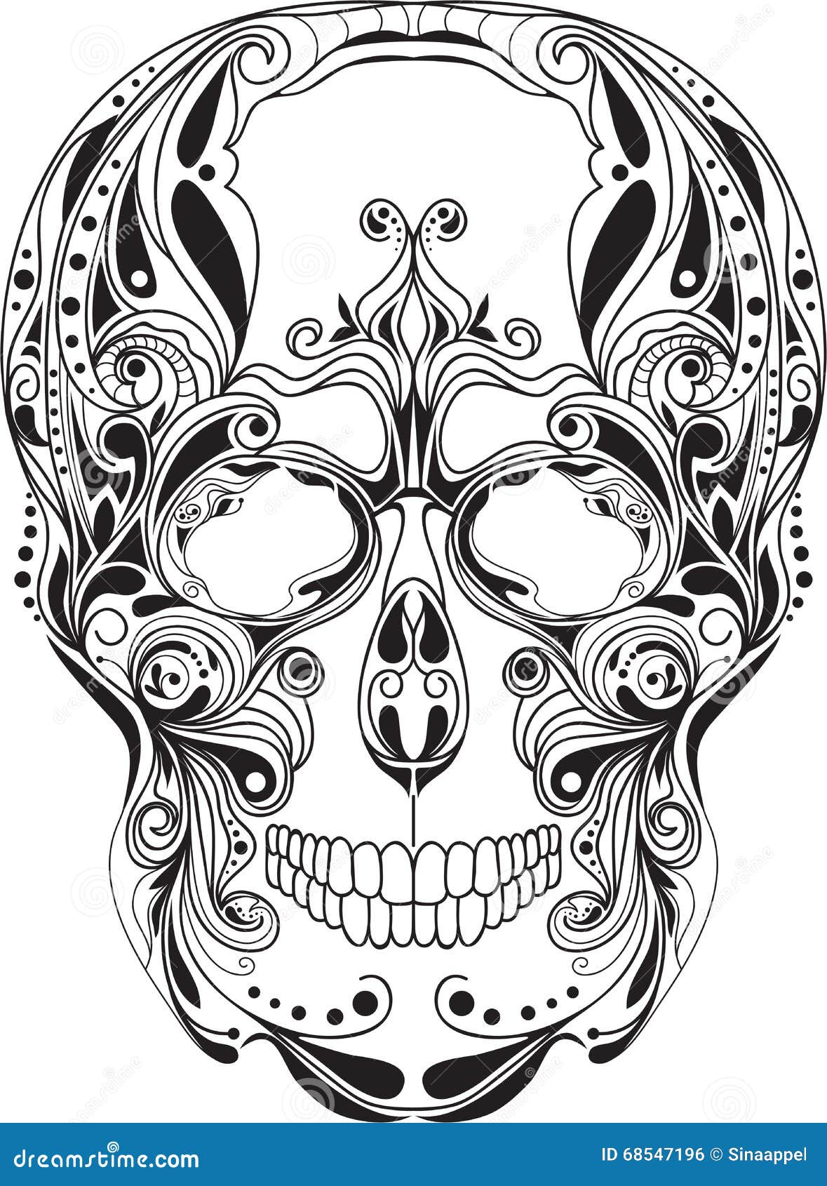 Human skull pattern stock vector. Illustration of design - 68547196