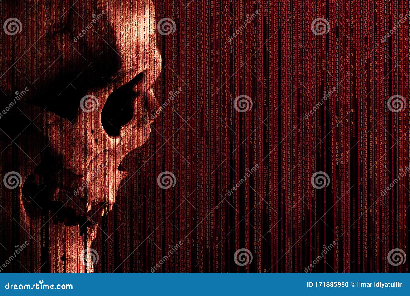 Human Skull Side View. Human Skull on a Background of a Matrix of ...