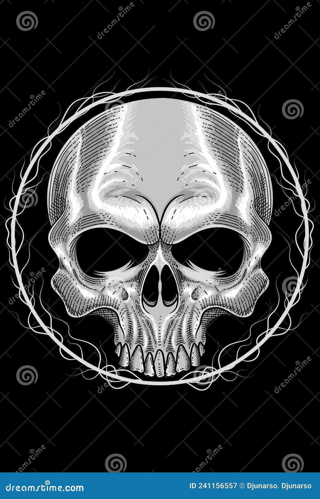 Human Skull with Root Art Work Illustration Stock Vector - Illustration ...