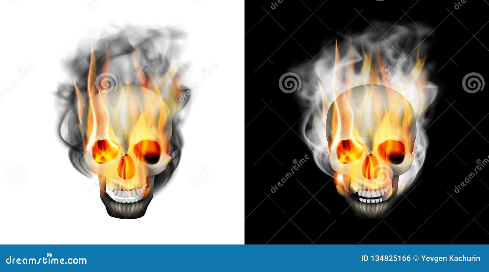 Human Skull in the Smoke Fire Stock Vector - Illustration of design ...