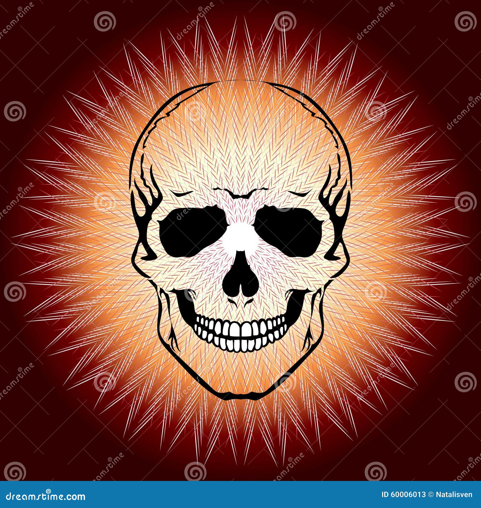 Human Skull and the Sun in Abstract Art Style Stock Vector ...