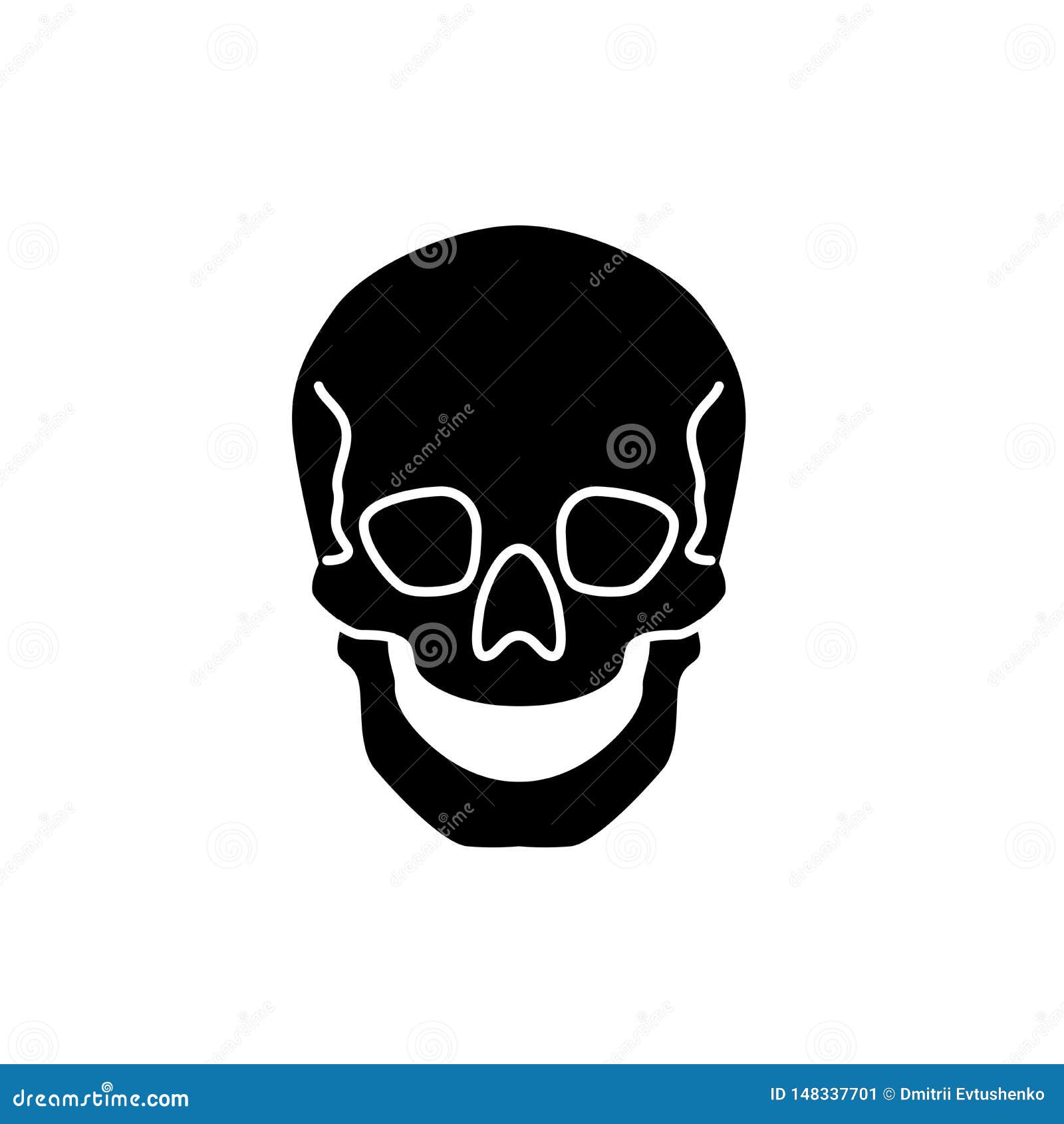 Human Skull Vector Icon in Flat Linear Style Stock Vector ...