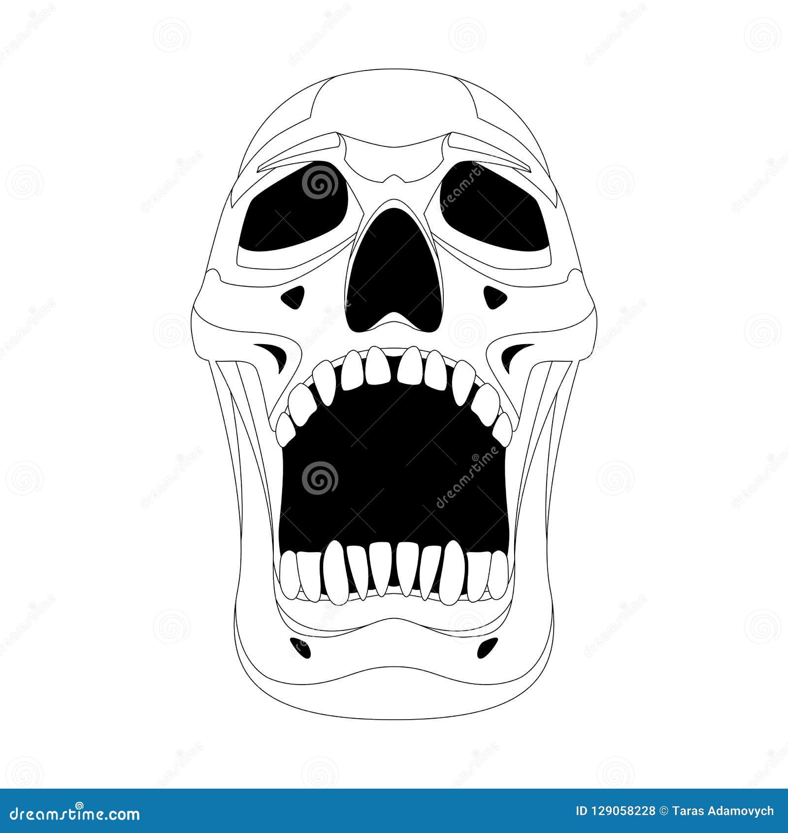 Human Skull Vector Illustration Lining Draw Front Stock Vector ...