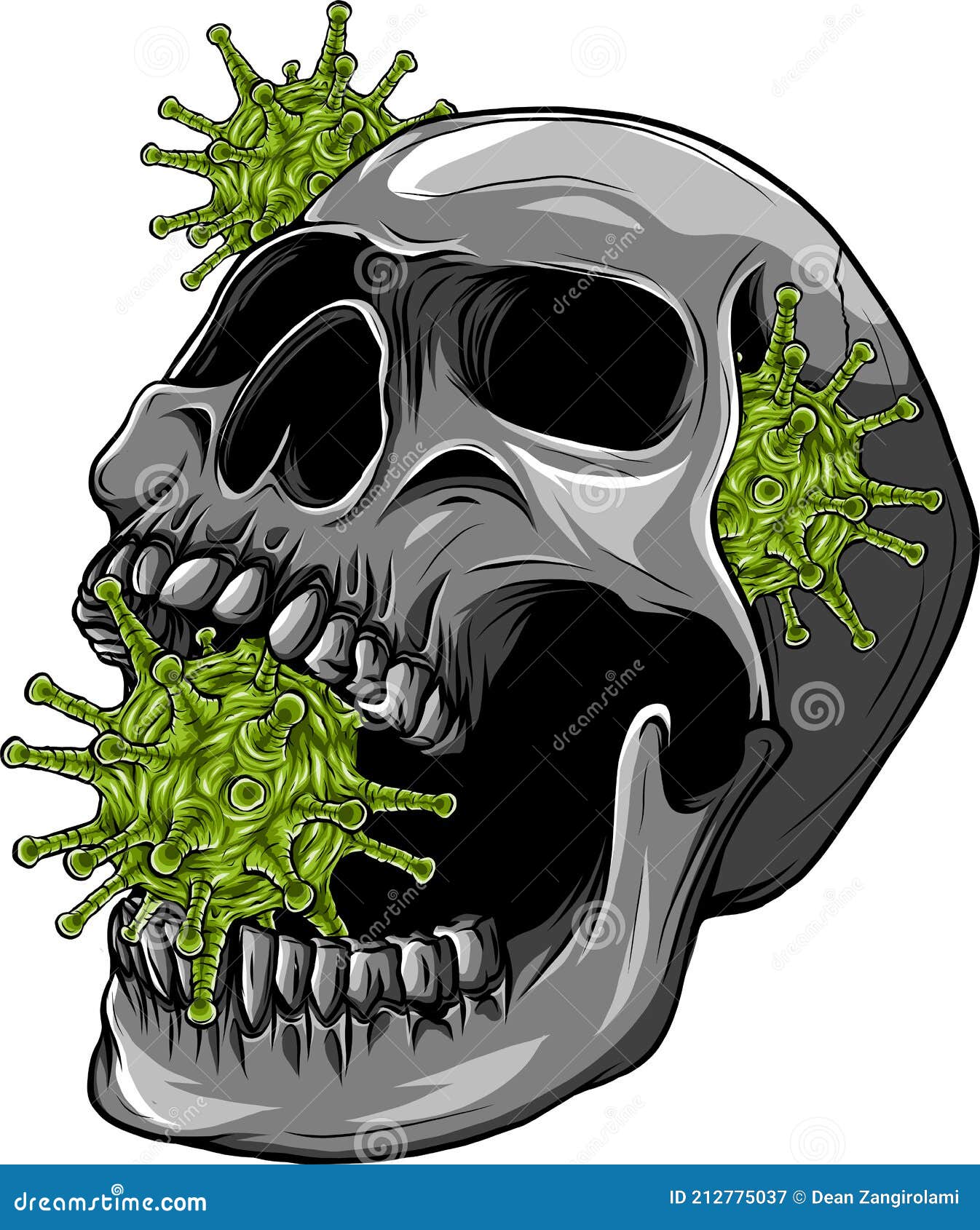 Human Skull with Virus Vector Illustration Design Stock Vector ...