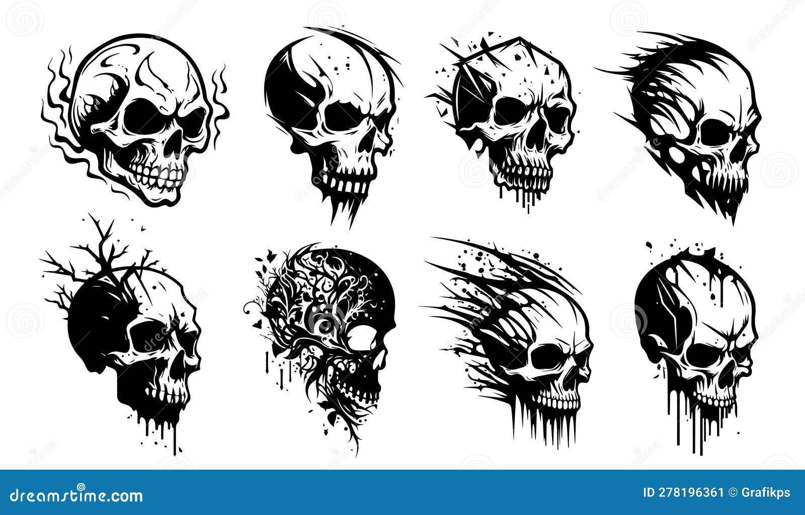 Human Skulls Vector Silhouette Illustration. | CartoonDealer.com #278196361