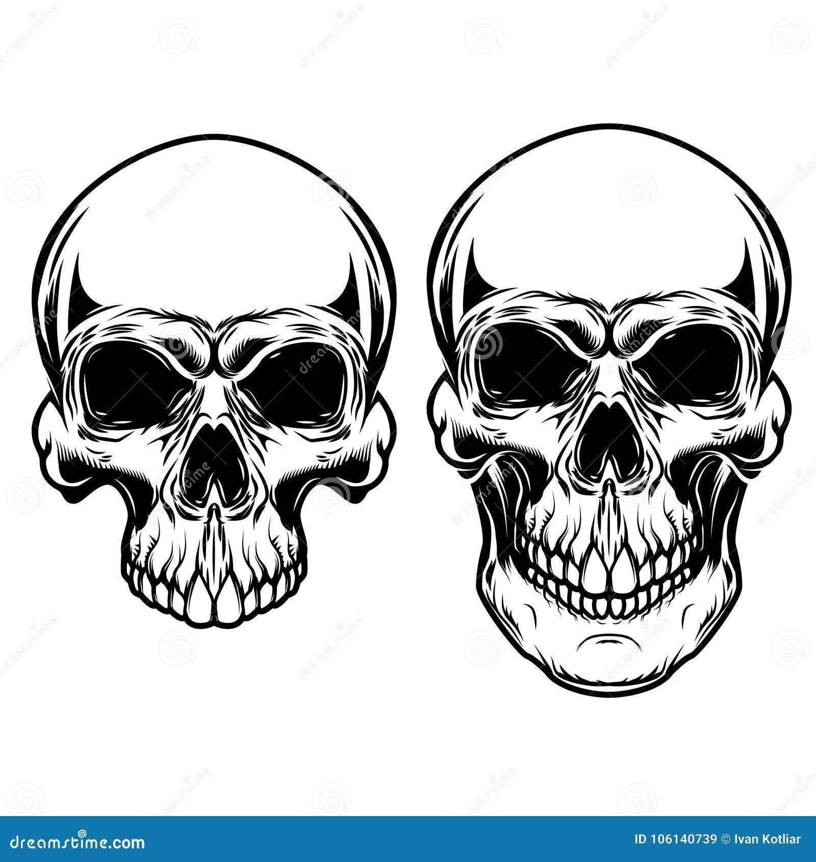 Human Skulls On White Background. Design Elements For Logo, Label ...