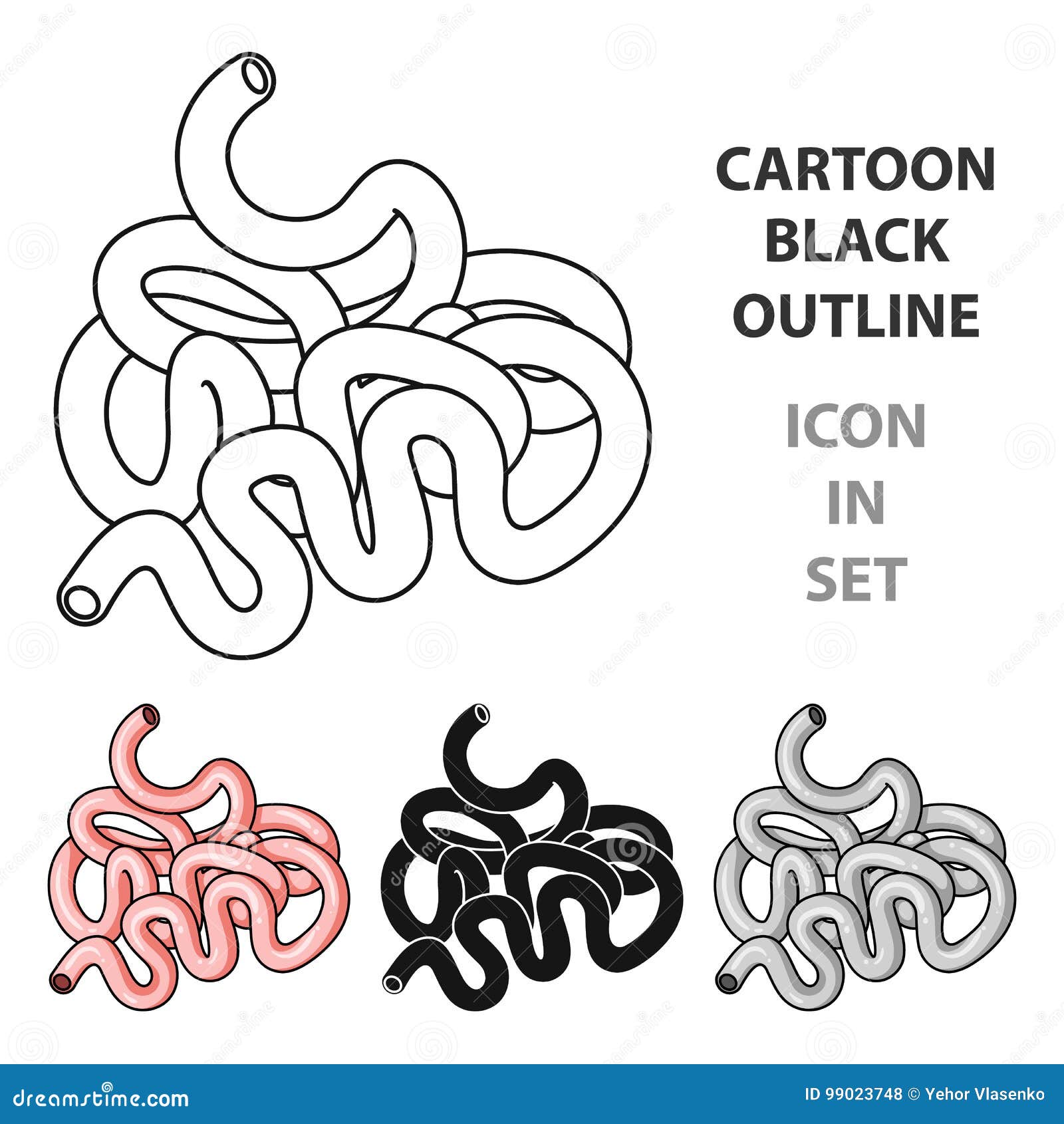 Human Small Intestine Icon in Cartoon Style Isolated on White ... Human Small Intestine Icon in Cartoon Style Isolated on White ...