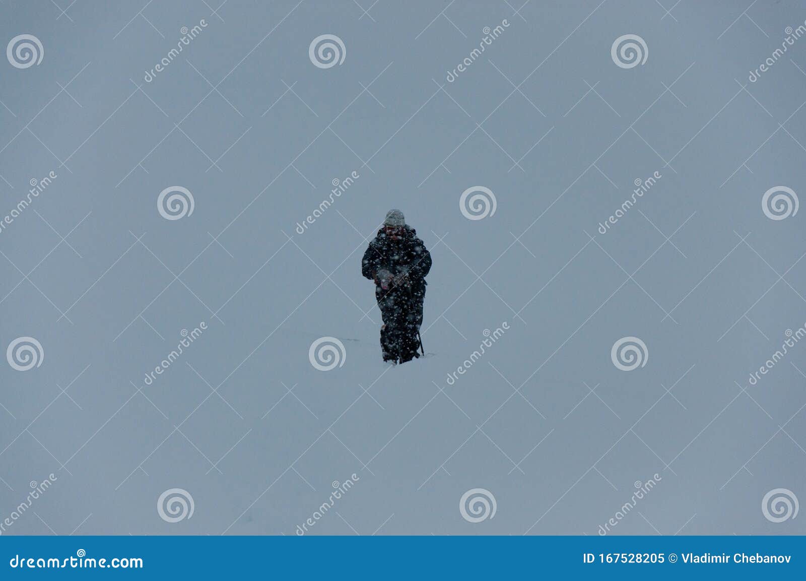 Human in a Snow Storm in the Mountains Stock Image - Image of snow ...