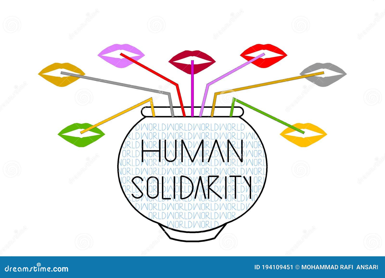 Solidarity And Unity As Connect Multiracial People Hands Outline ...