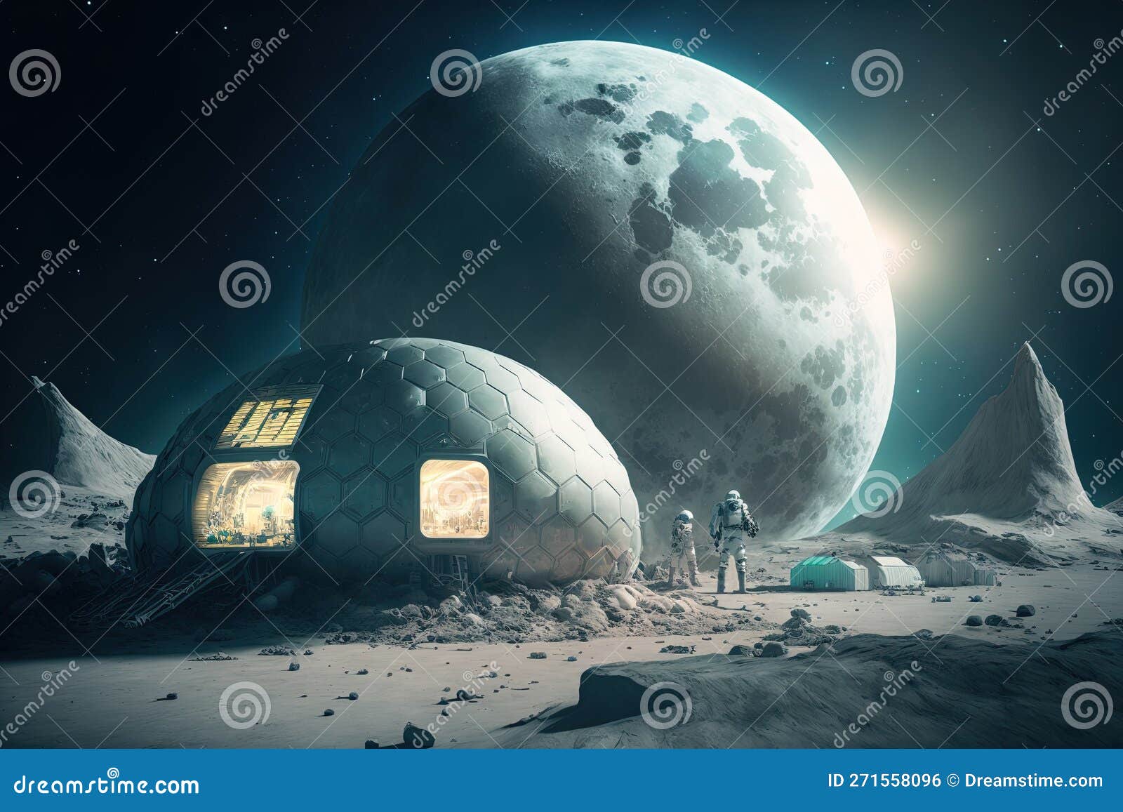 A Human Space Base on an Unknown Planet Stock Illustration ...