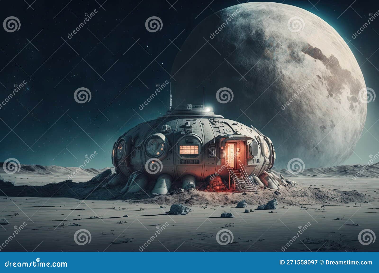 A Human Space Base on an Unknown Planet Stock Illustration ...