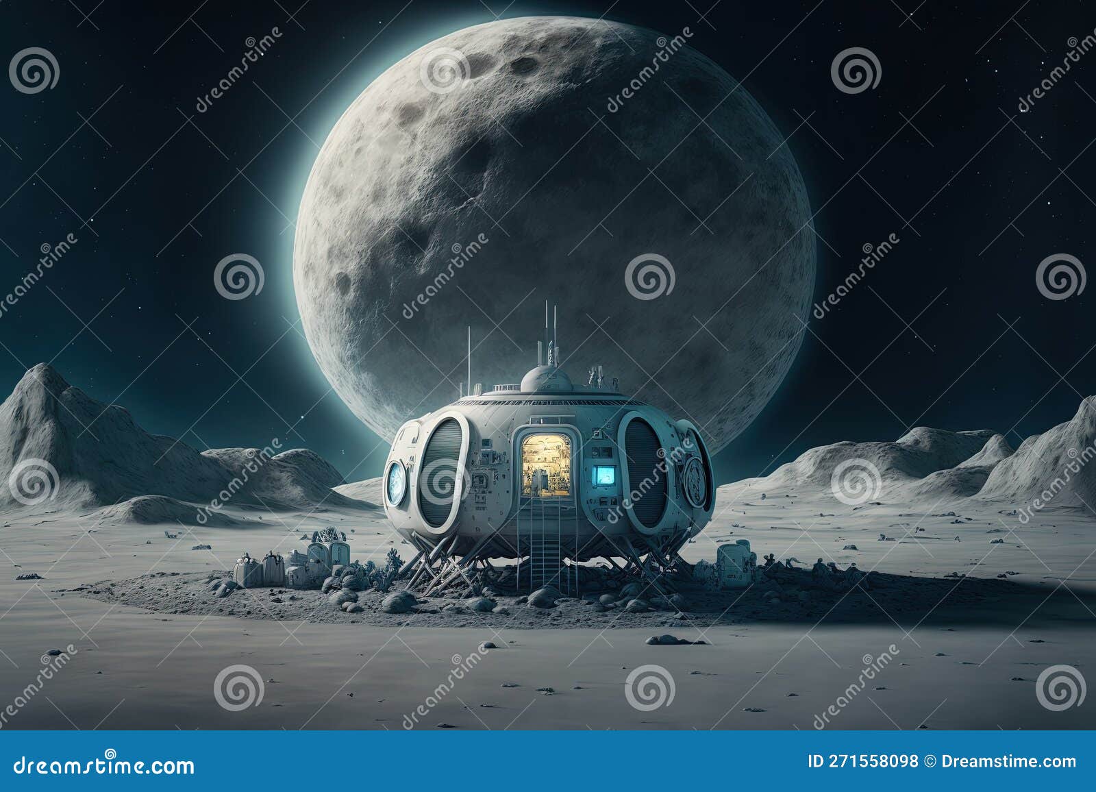A Human Space Base on an Unknown Planet Stock Illustration ...