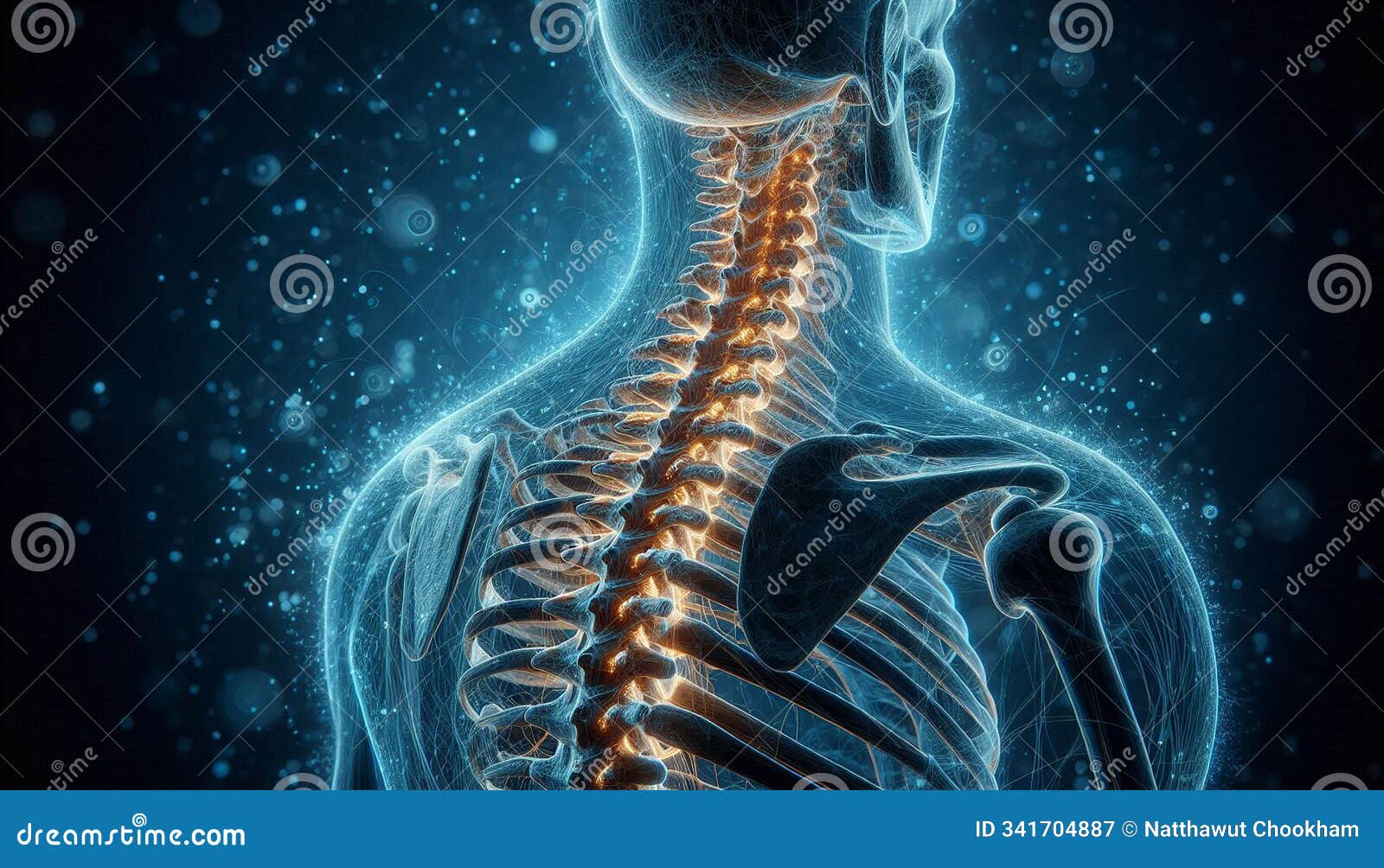 Human Spine and Nerve Cord Anatomy Visualization Stock Illustration ...