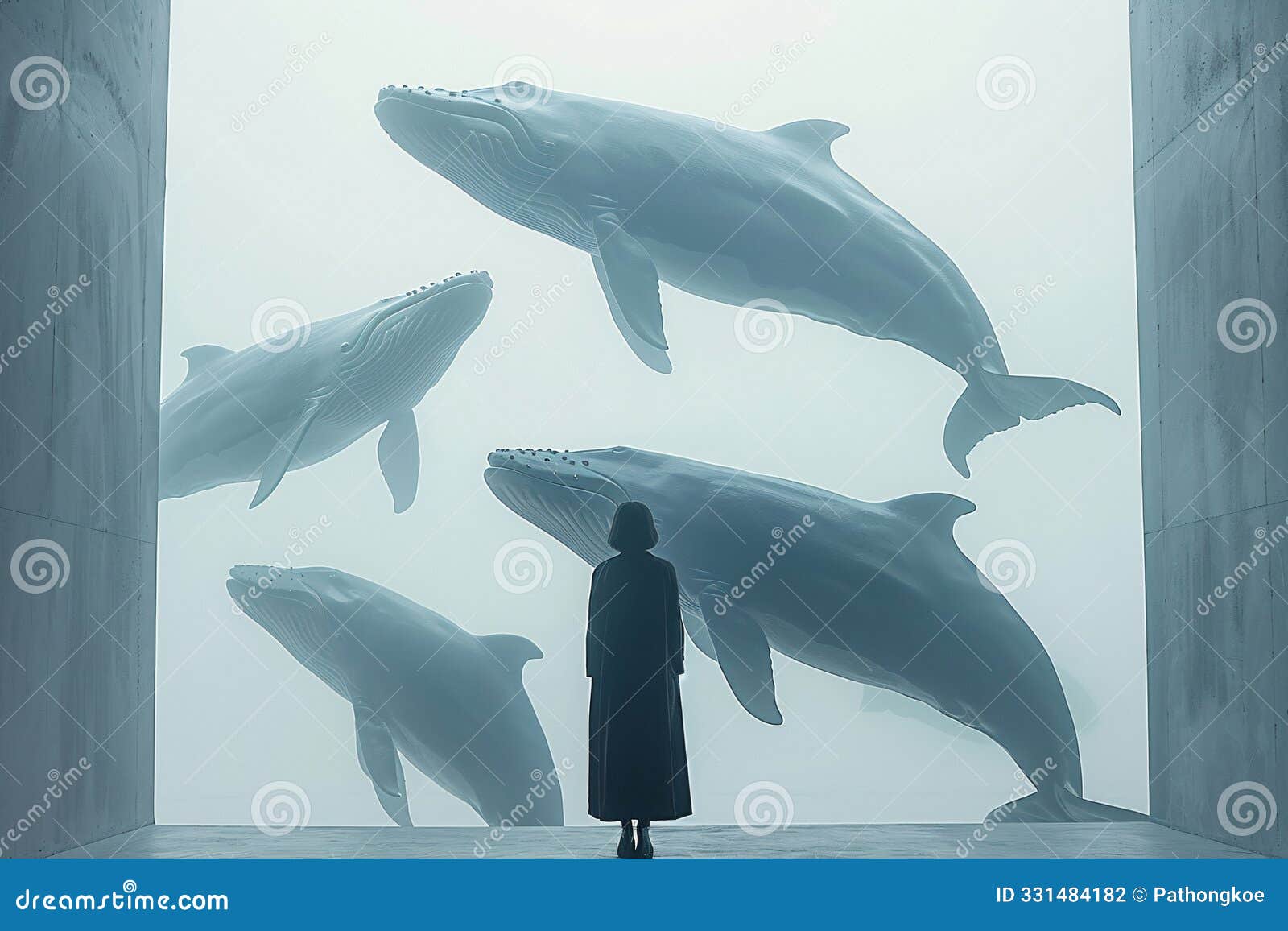 Human Standing on an Edge. Dreamlike Abstract Imaginary Image ...