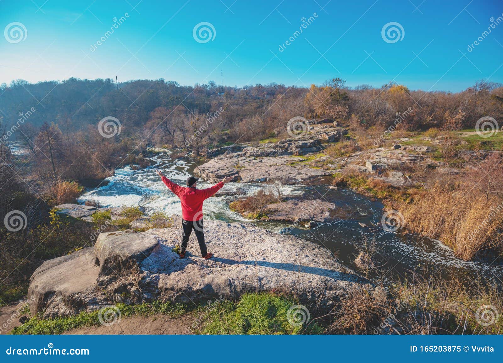 Human Standing By The Waterfall Royalty-Free Stock Photography ...