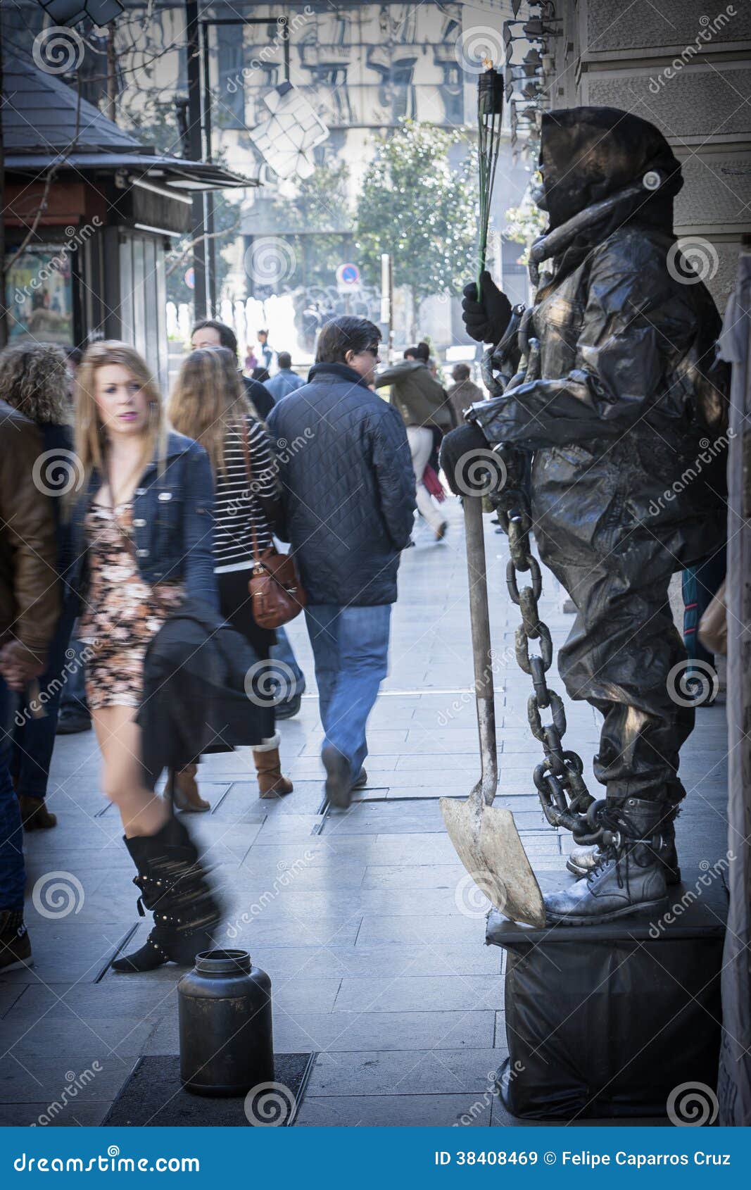 Human Statue in Gran Via Observed by the Wayfarers, Granada, an ...