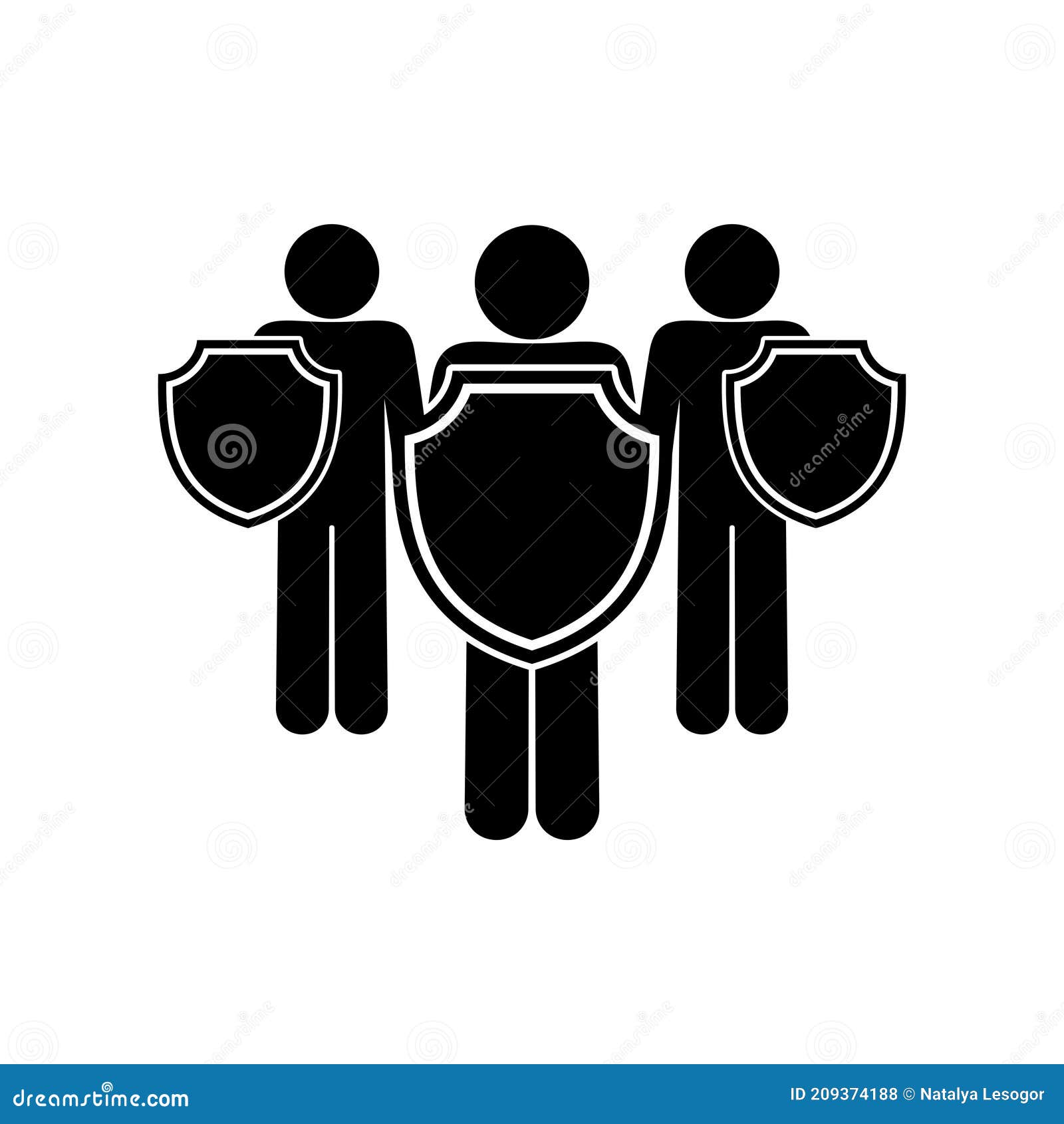 Human Stick Figure Shield Icon Graphic, a Group of People Stock Vector ...