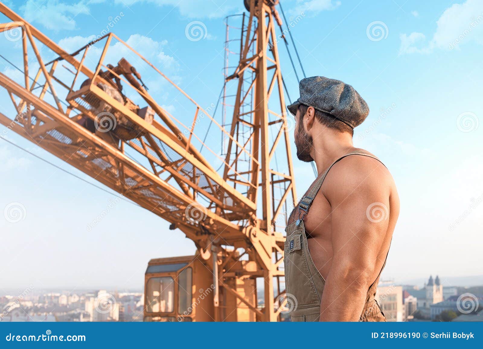 Male Builder at the Construction Stock Photo - Image of building, lunch ...