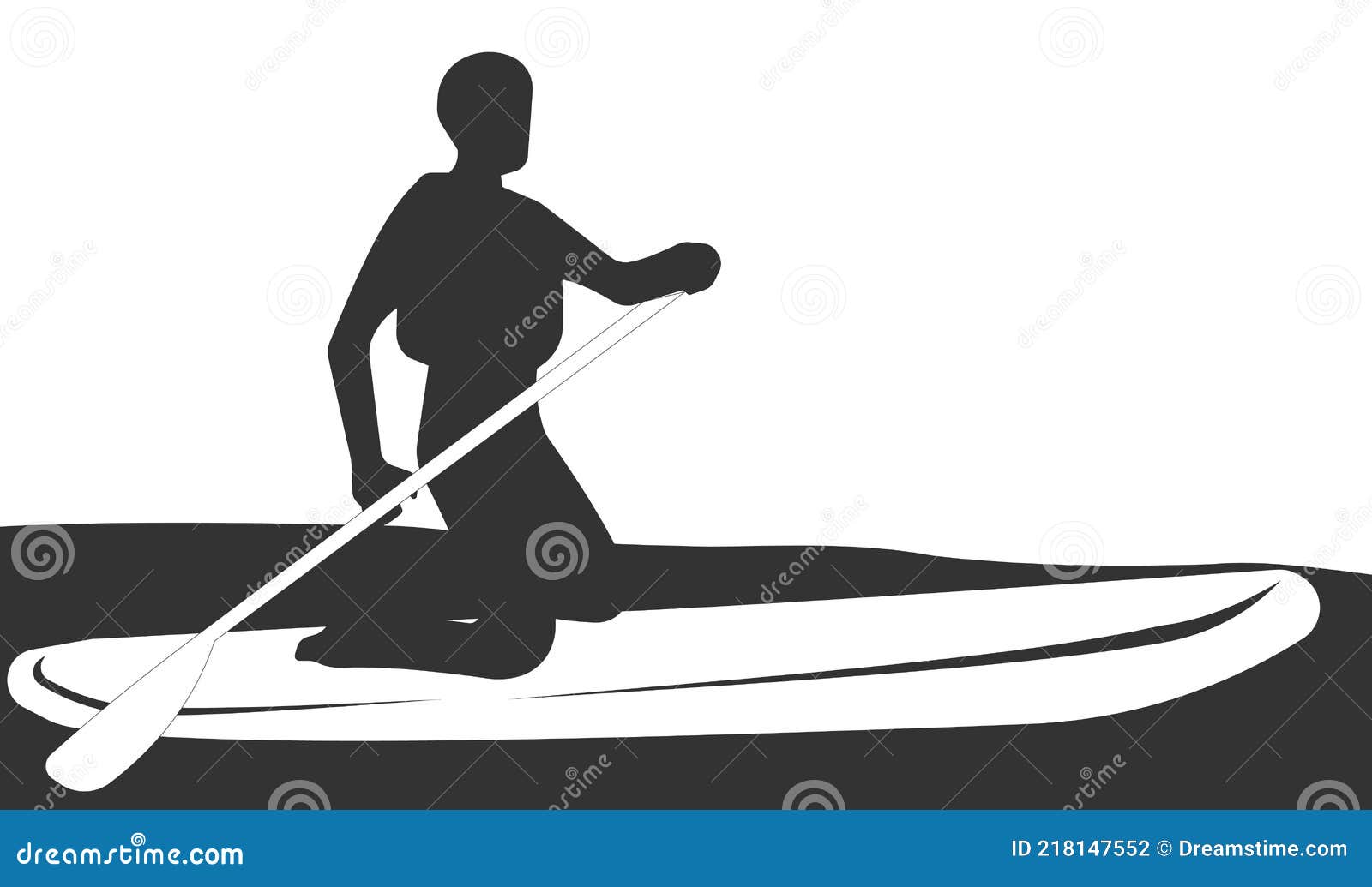 A Human Surfer with a Paddle. Vector Image. Stock Vector - Illustration ...