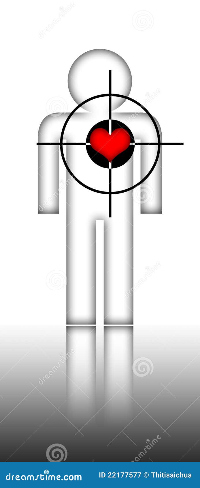 Human Symbol and Red Heart with Target Sign Stock Illustration ...