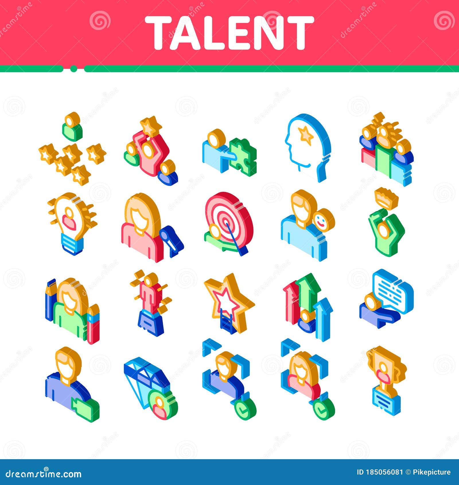 Human Talent Isometric Elements Icons Set Vector Stock Vector ...