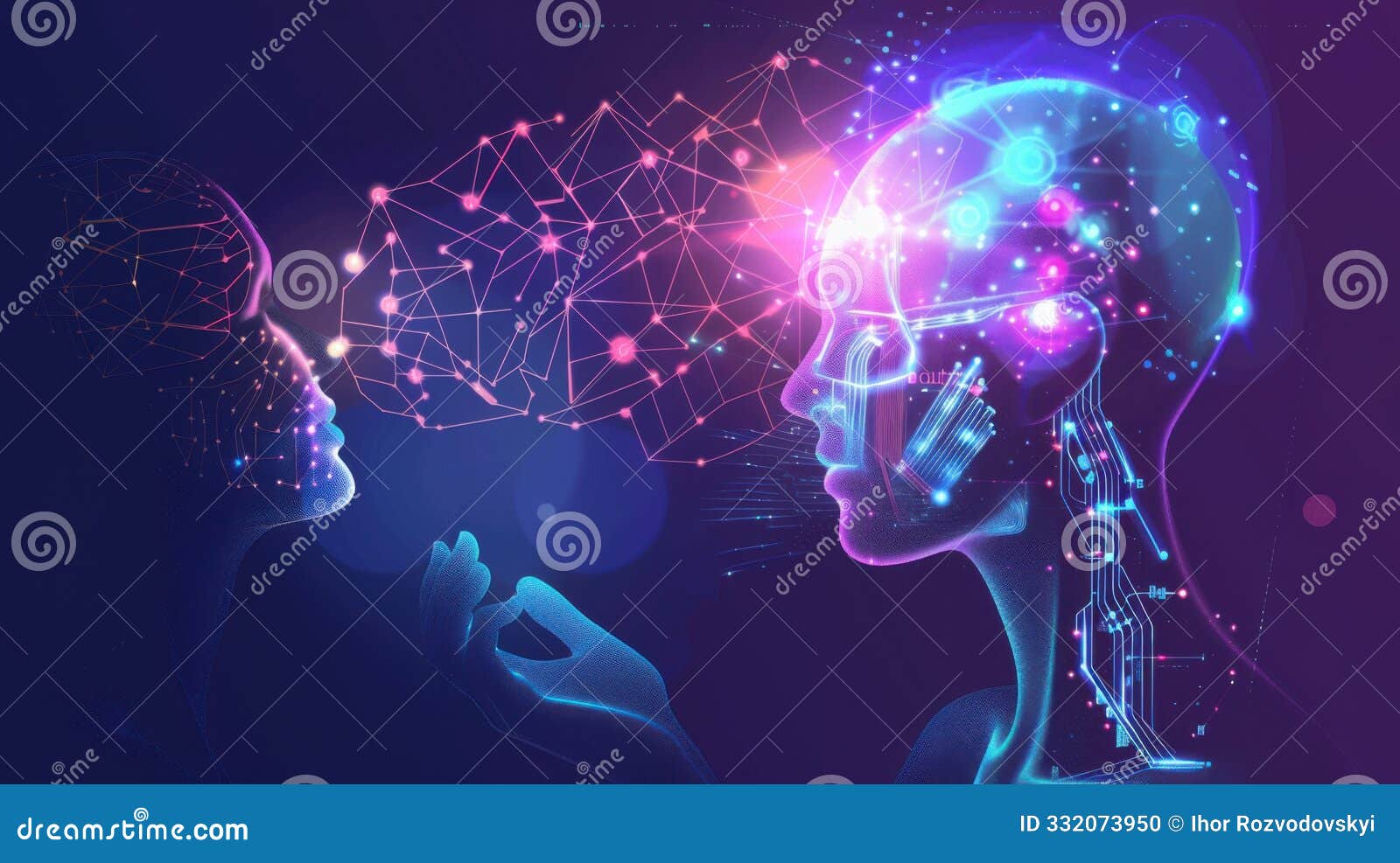 A Human Talking To a Robotic Artificial Intelligence. Stock Photo ...