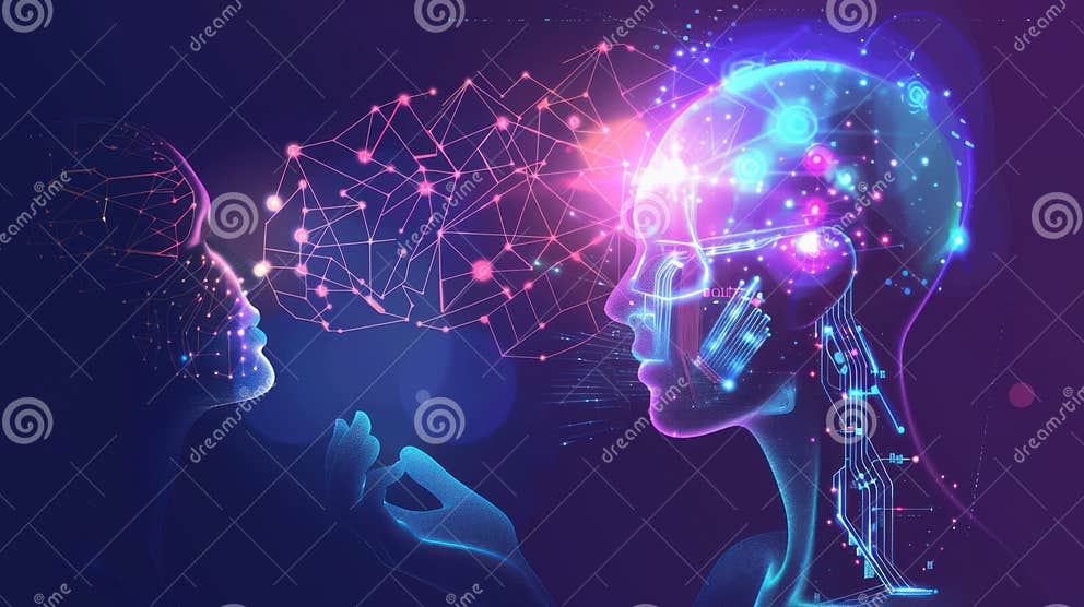 A Human Talking To a Robotic Artificial Intelligence. Stock Photo ...