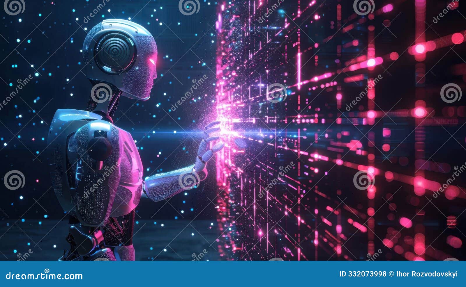 A Human Talking To a Robotic Artificial Intelligence. Stock Photo ...
