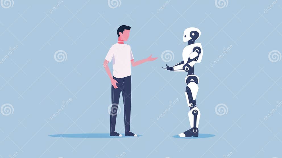 A Human Talking To a Robotic Artificial Intelligence. Stock Photo ...