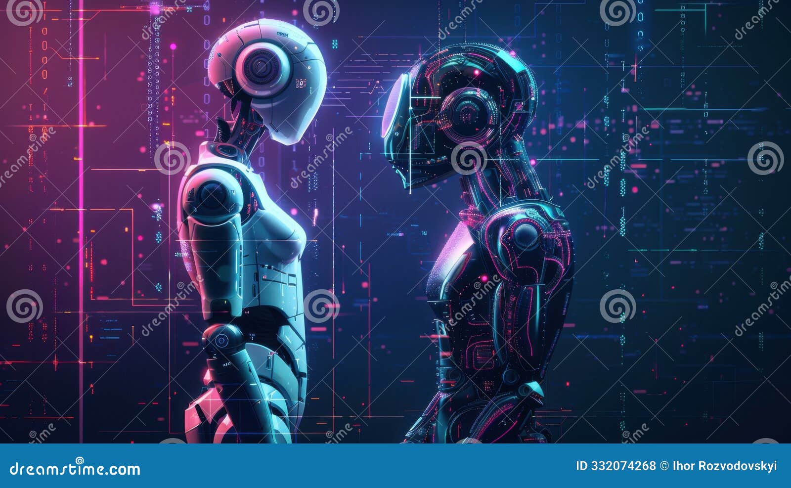 A Human Talking To a Robotic Artificial Intelligence. Stock Photo ...