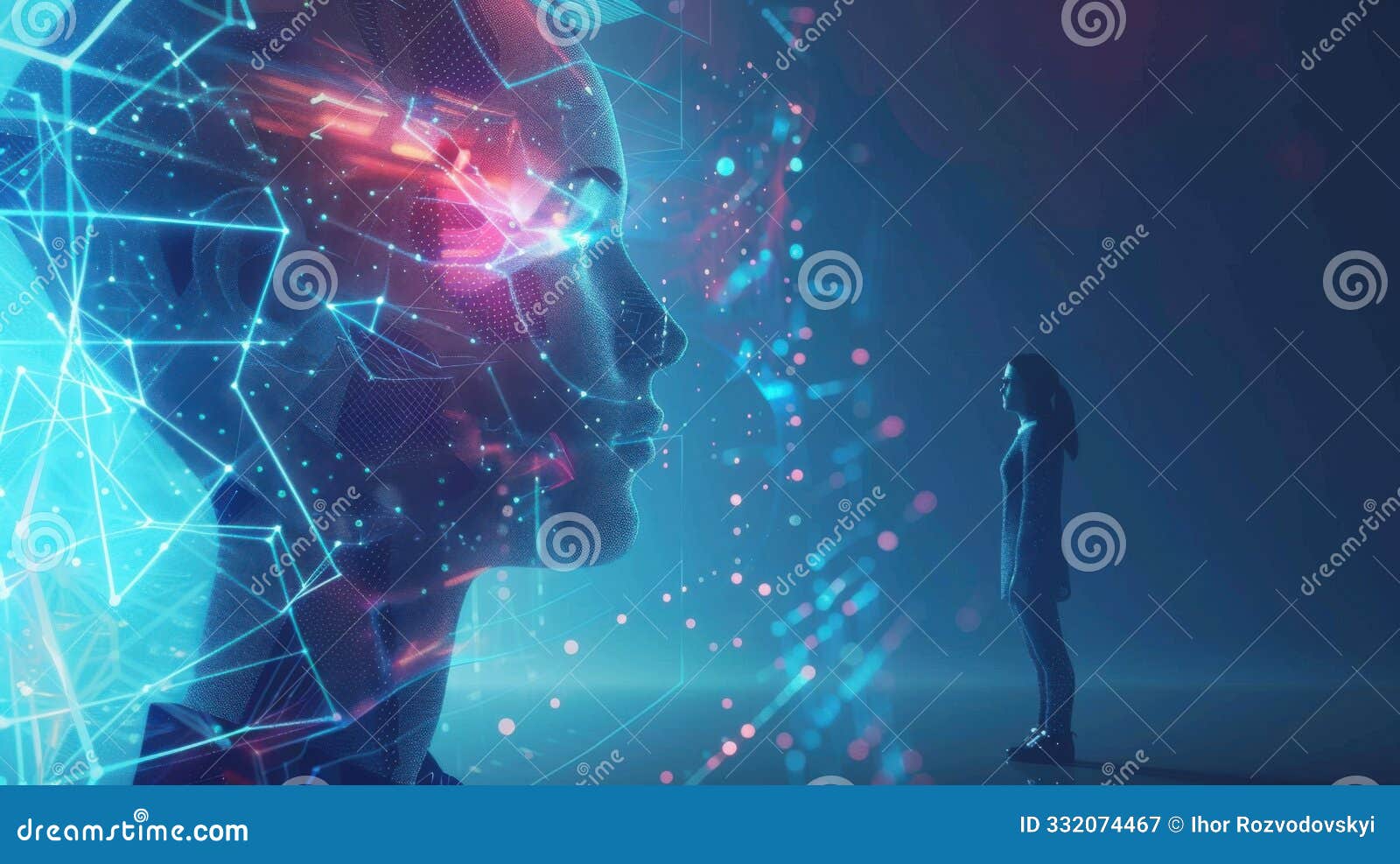 A Human Talking To a Robotic Artificial Intelligence. Stock Image ...