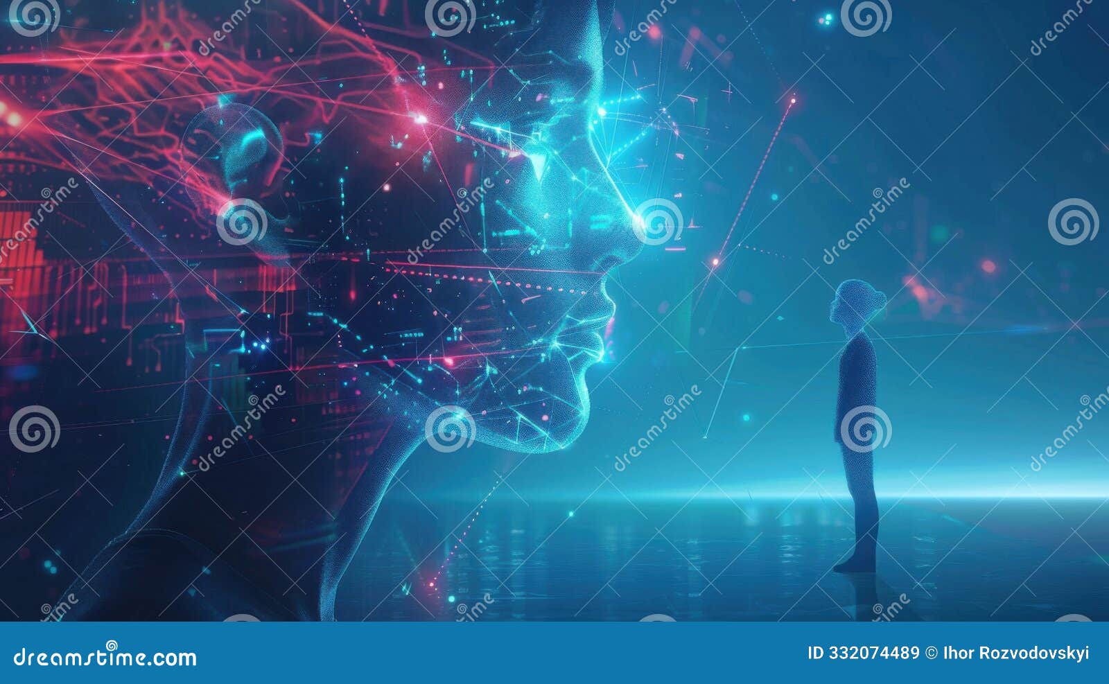 A Human Talking To a Robotic Artificial Intelligence. Stock Image ...