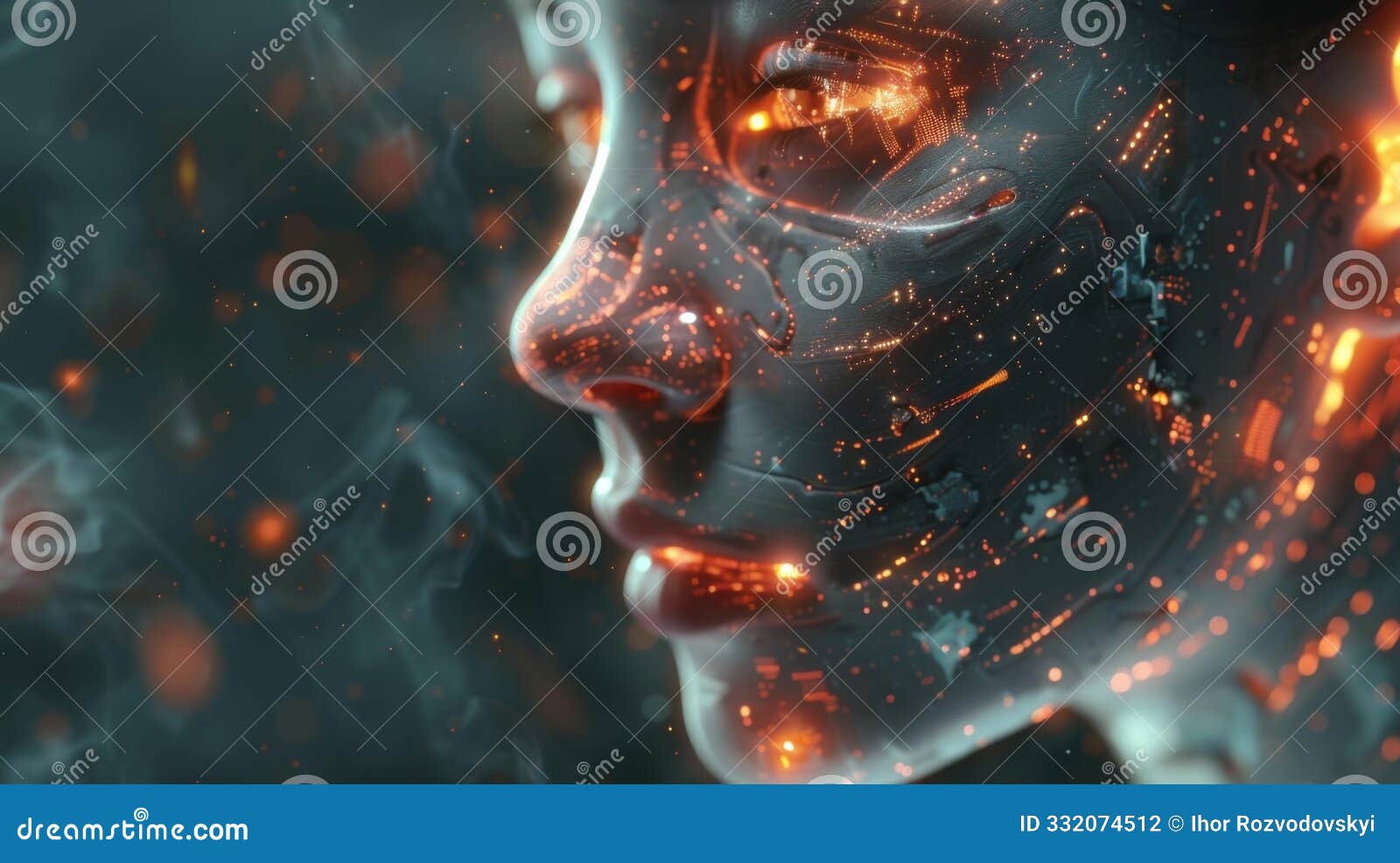 A Human Talking To a Robotic Artificial Intelligence. Stock Photo ...