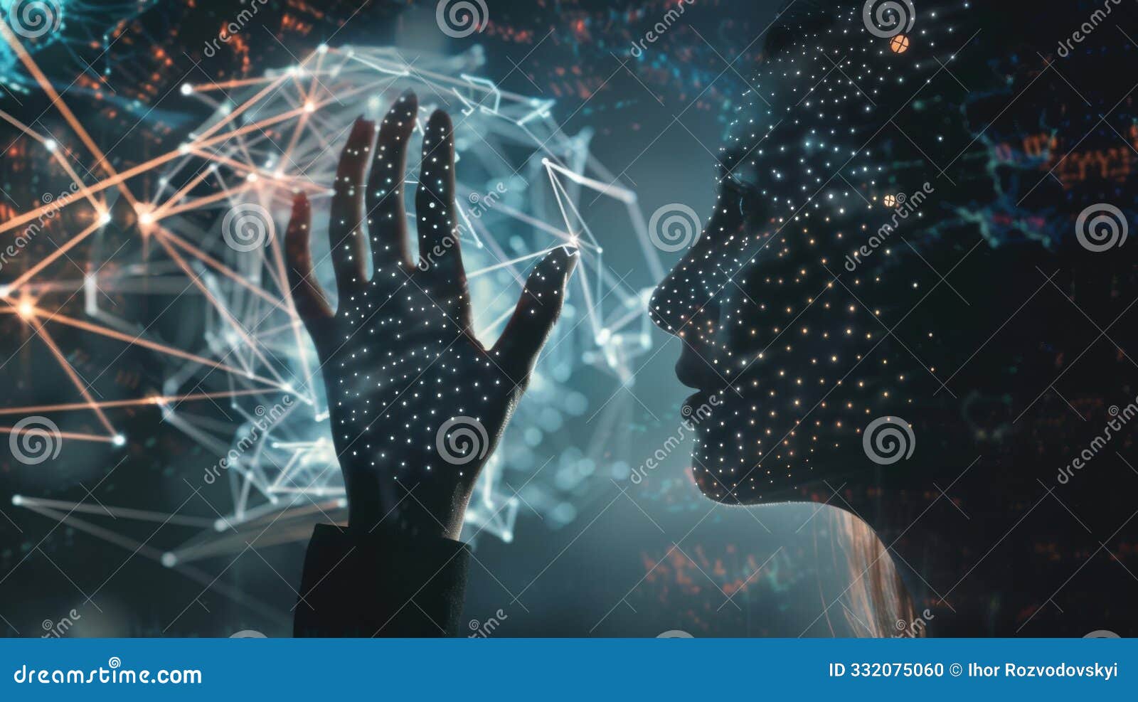 A Human Talking To a Robotic Artificial Intelligence. Stock Photo ...