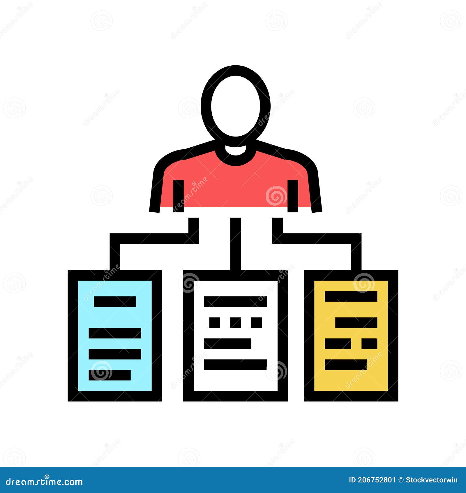 Human with Tasks Plan Color Icon Vector Illustration Stock Illustration ...