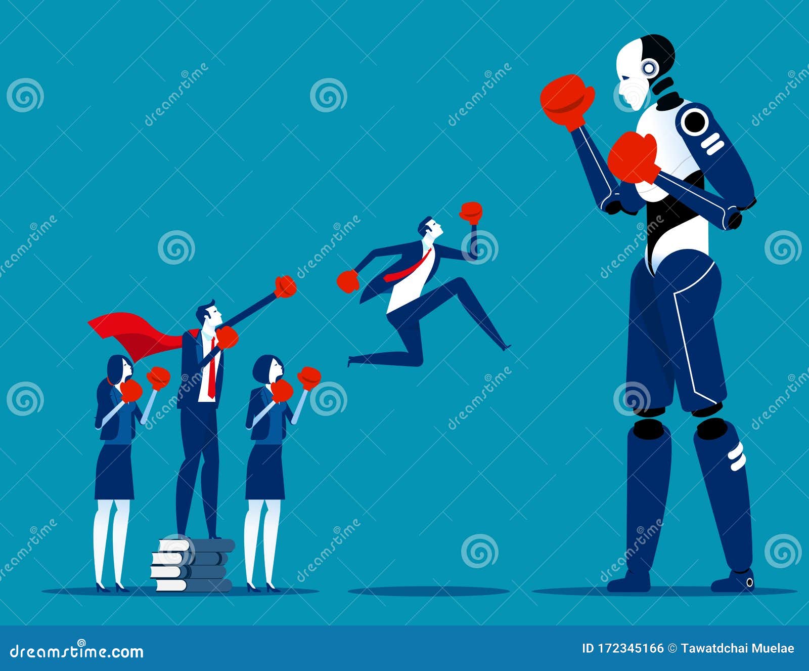 Human Team Fighting Artificial Intelligence. Concept Business Human Vs ...