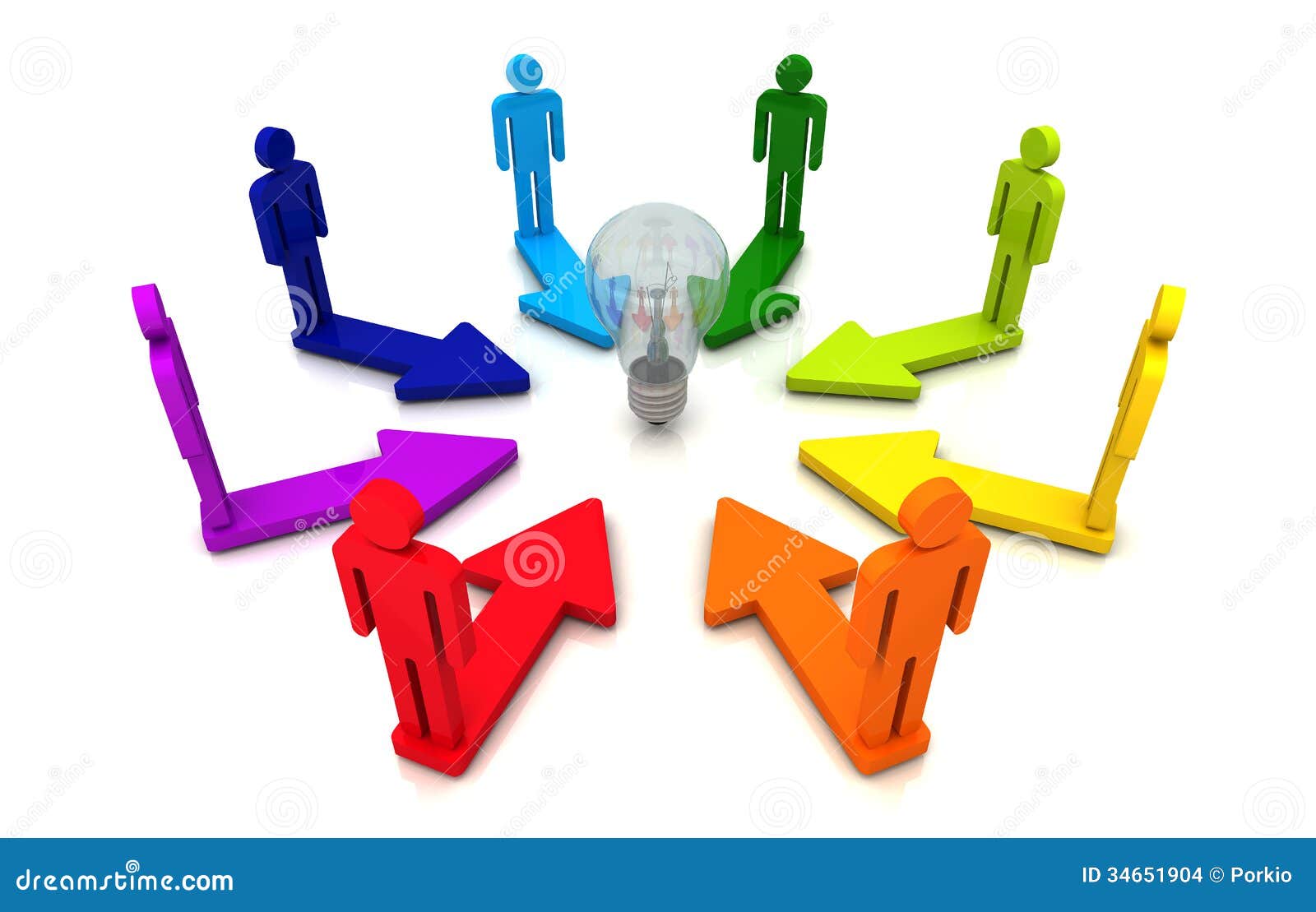 Human Teamwork Direction Concept Light Bulb Link Colorful White ...