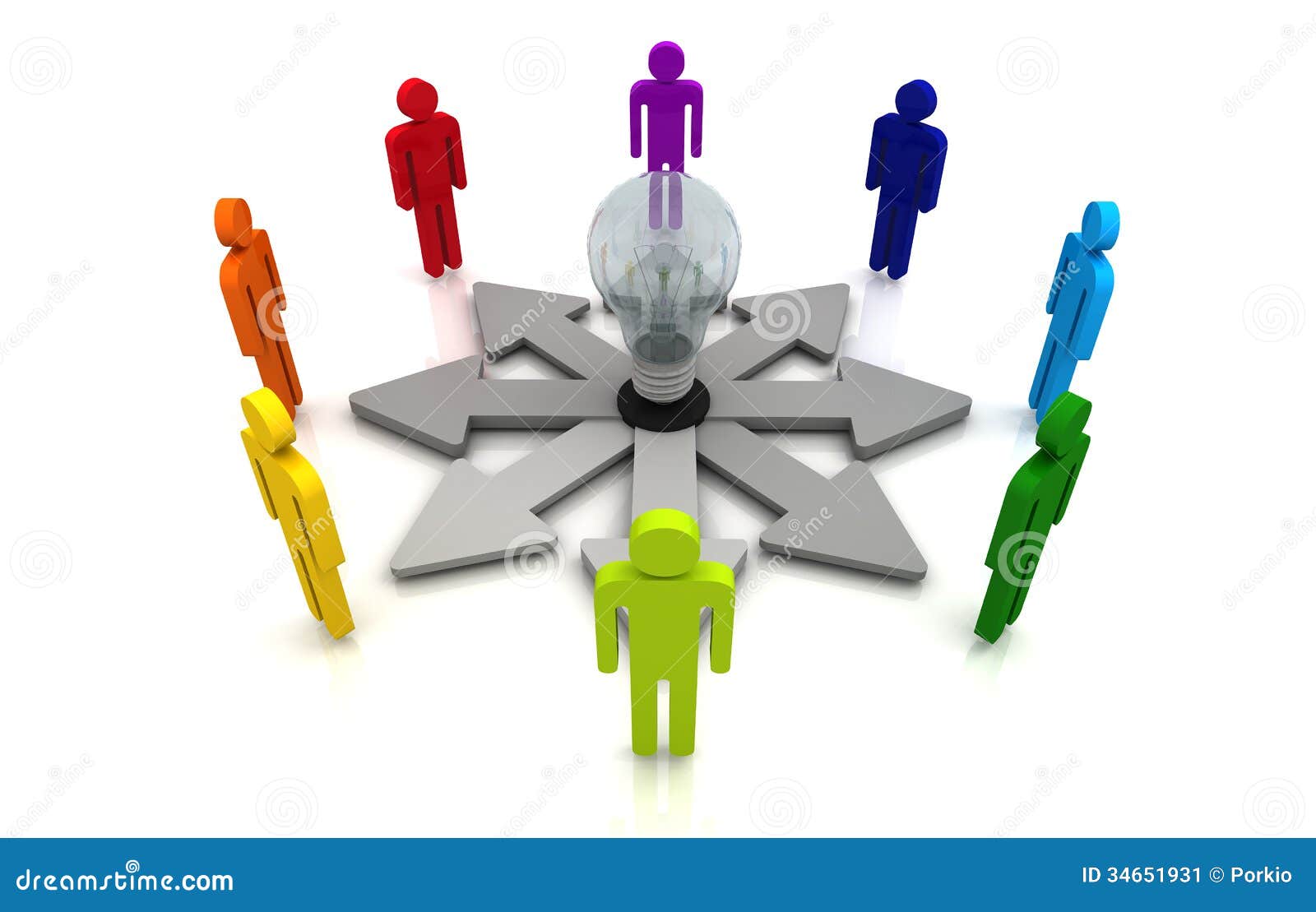 Human Teamwork Direction Concept Light Bulb Link Colorful White ...