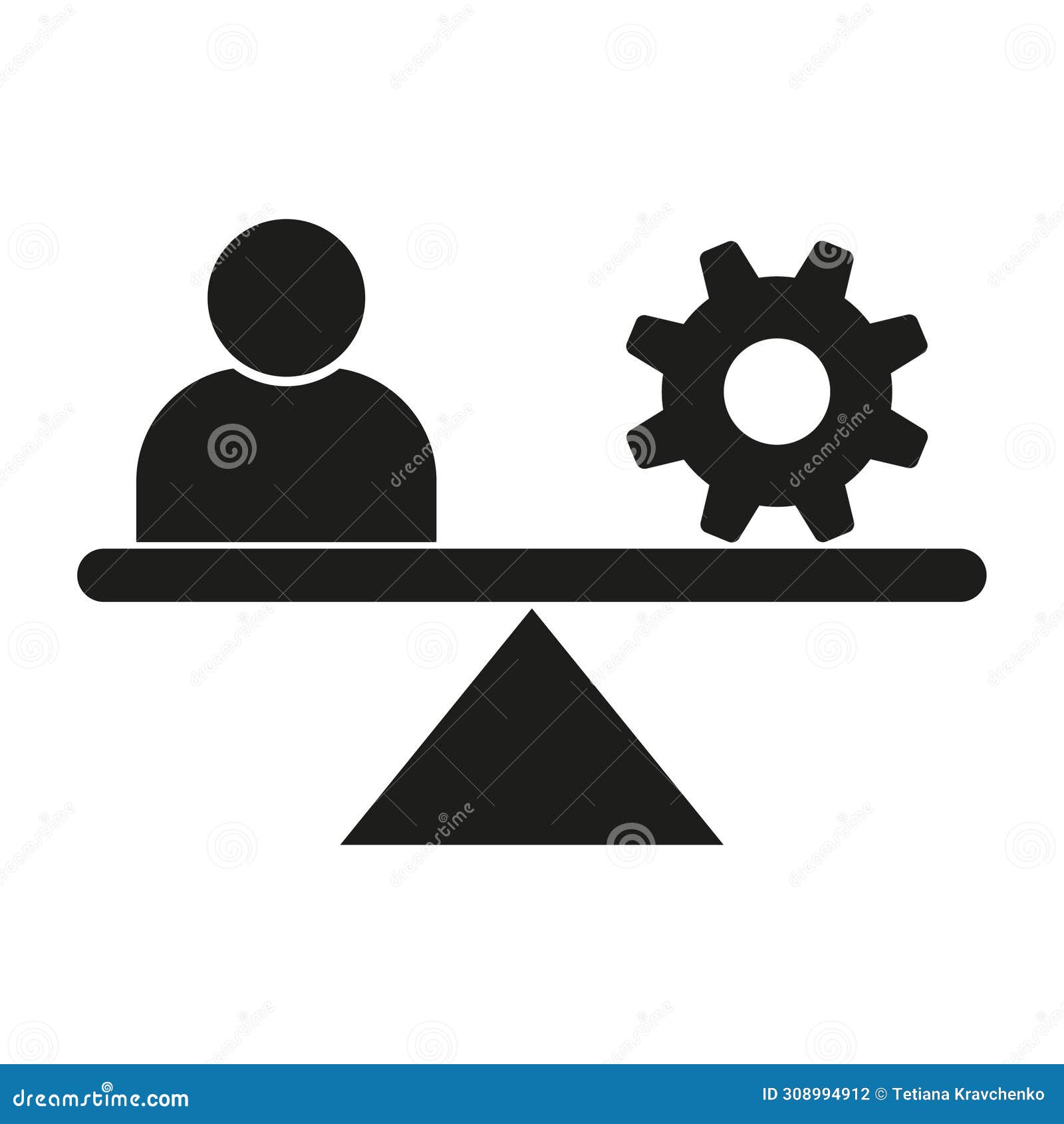 Human-tech Balance Concept. Work-life Efficiency Symbol. Simple ...