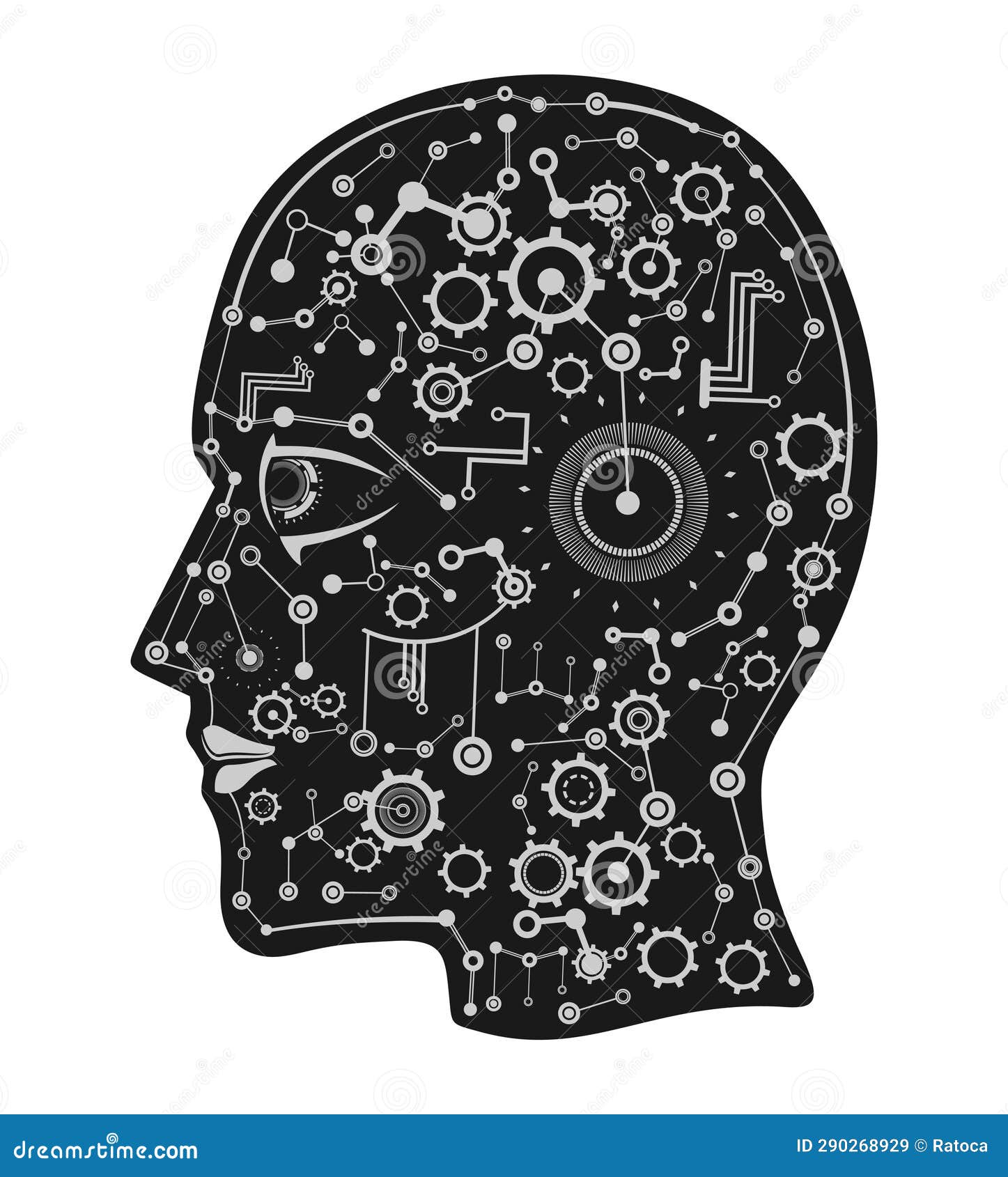 Human tech face draw stock vector. Illustration of human - 290268929