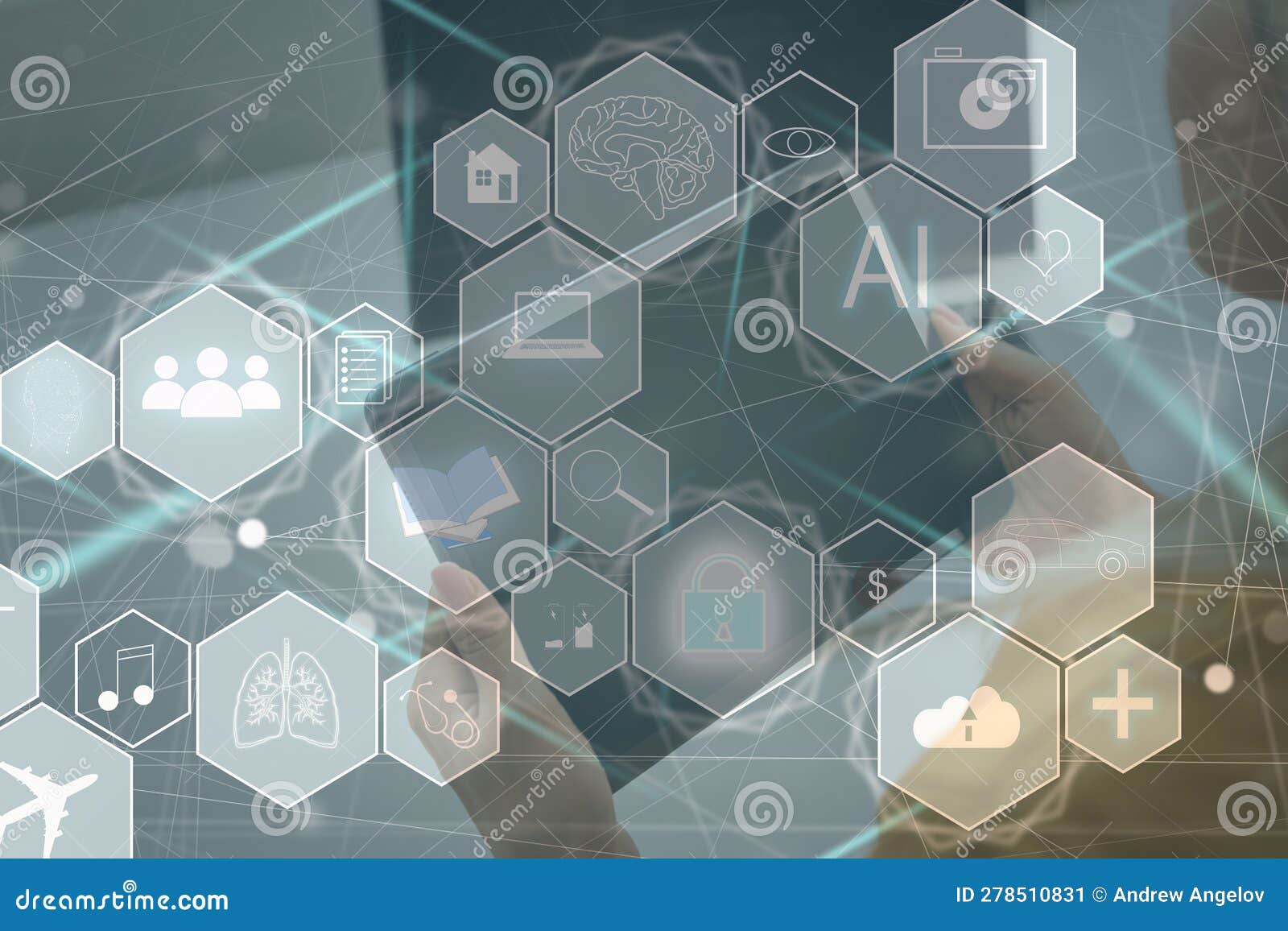 Human and Technology Concept. AI (Artificial Intelligence ...