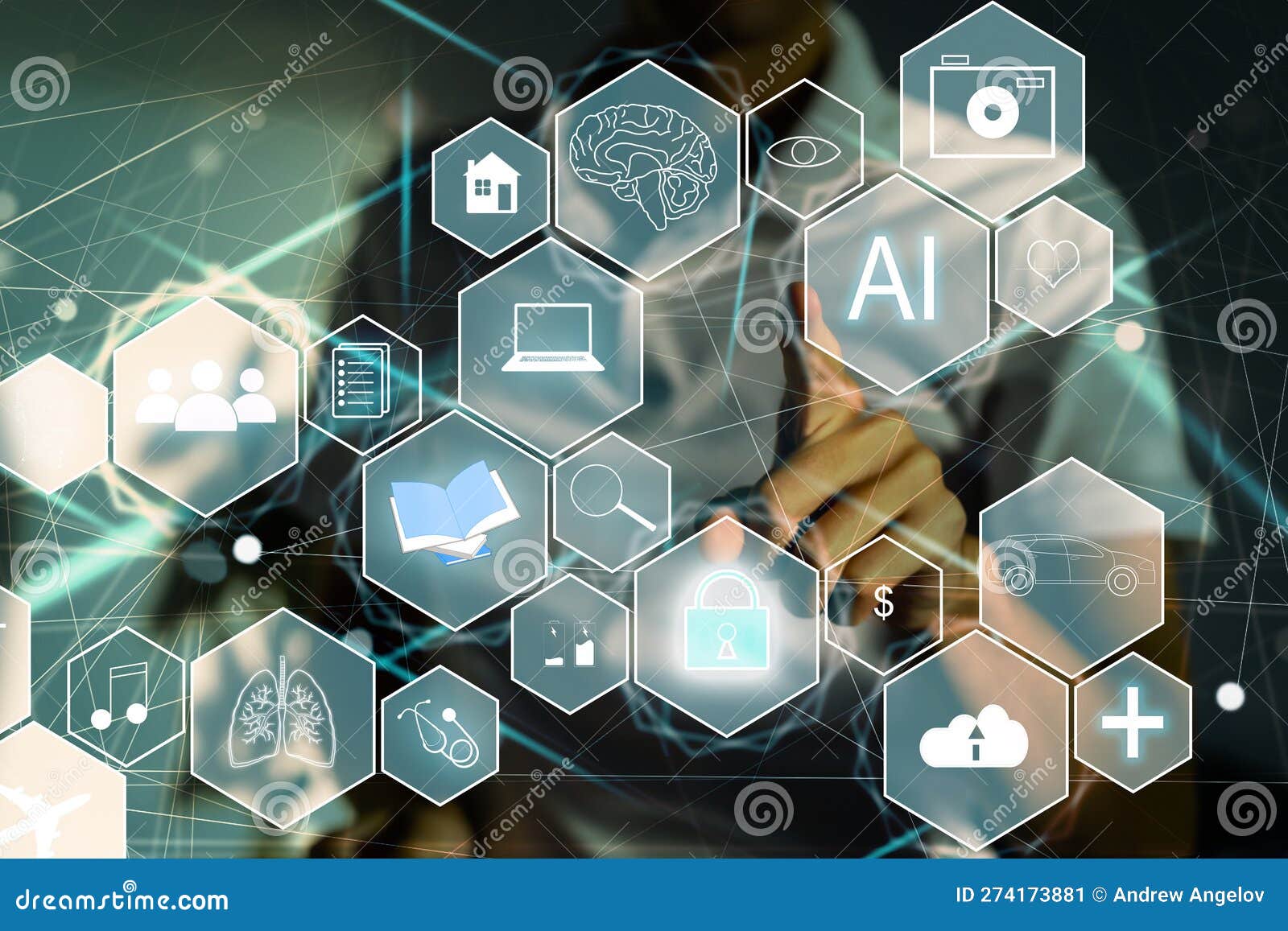 Human and Technology Concept. AI (Artificial Intelligence ...