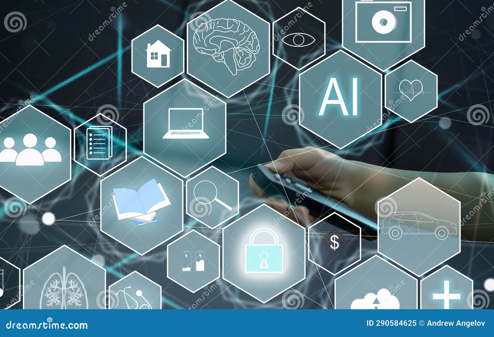 Human and Technology Concept. AI (Artificial Intelligence ...