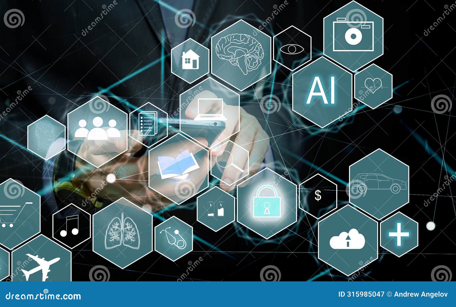 Human and Technology Concept. AI (Artificial Intelligence ...