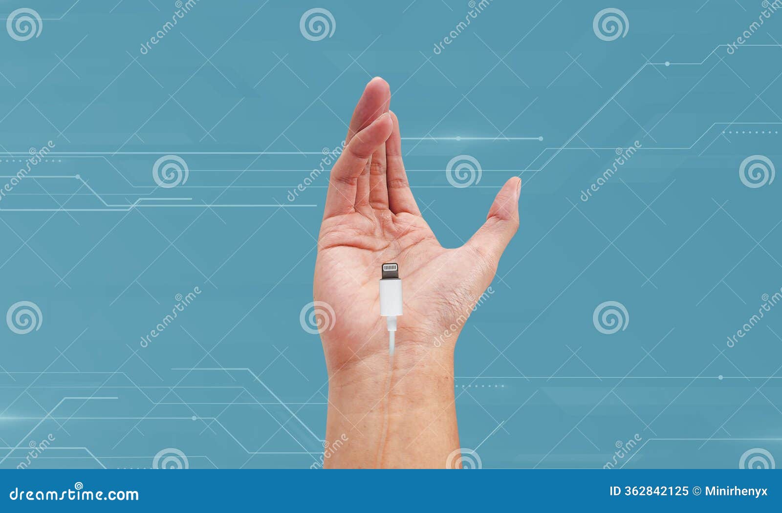 Human and Technology Integration Concept. Hand with Usb Adapter Cable ...