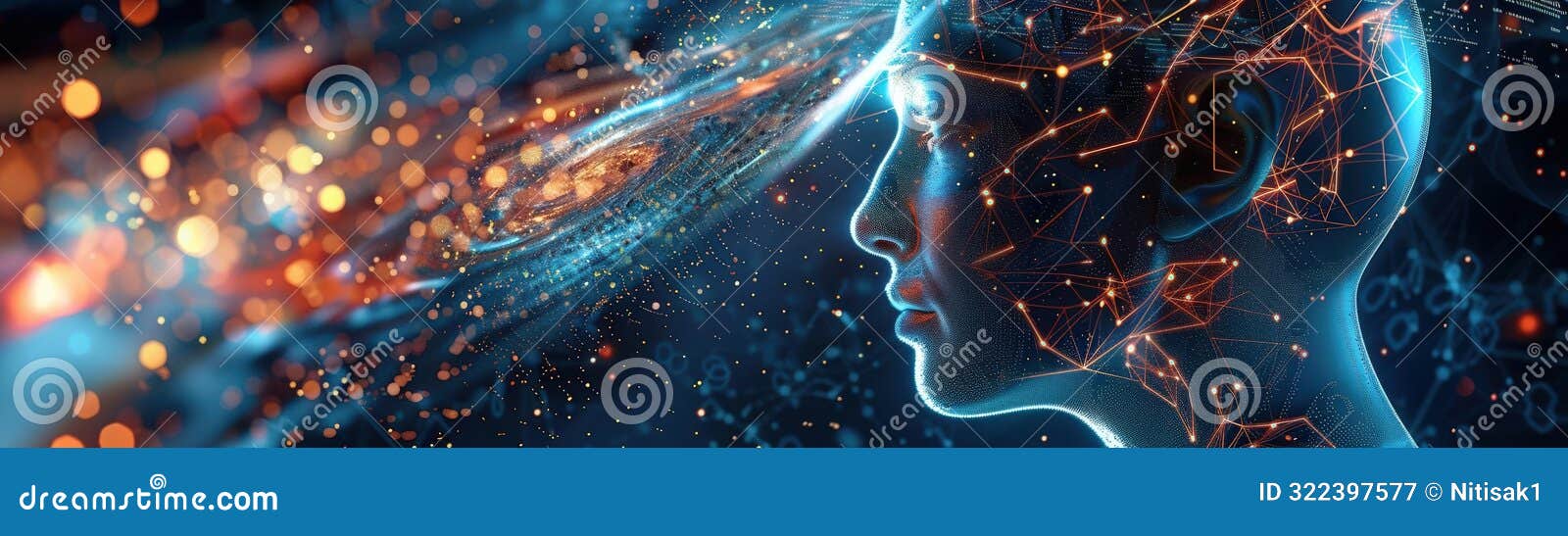 Human and Technology Integration Visualized through Abstract Art Stock ...