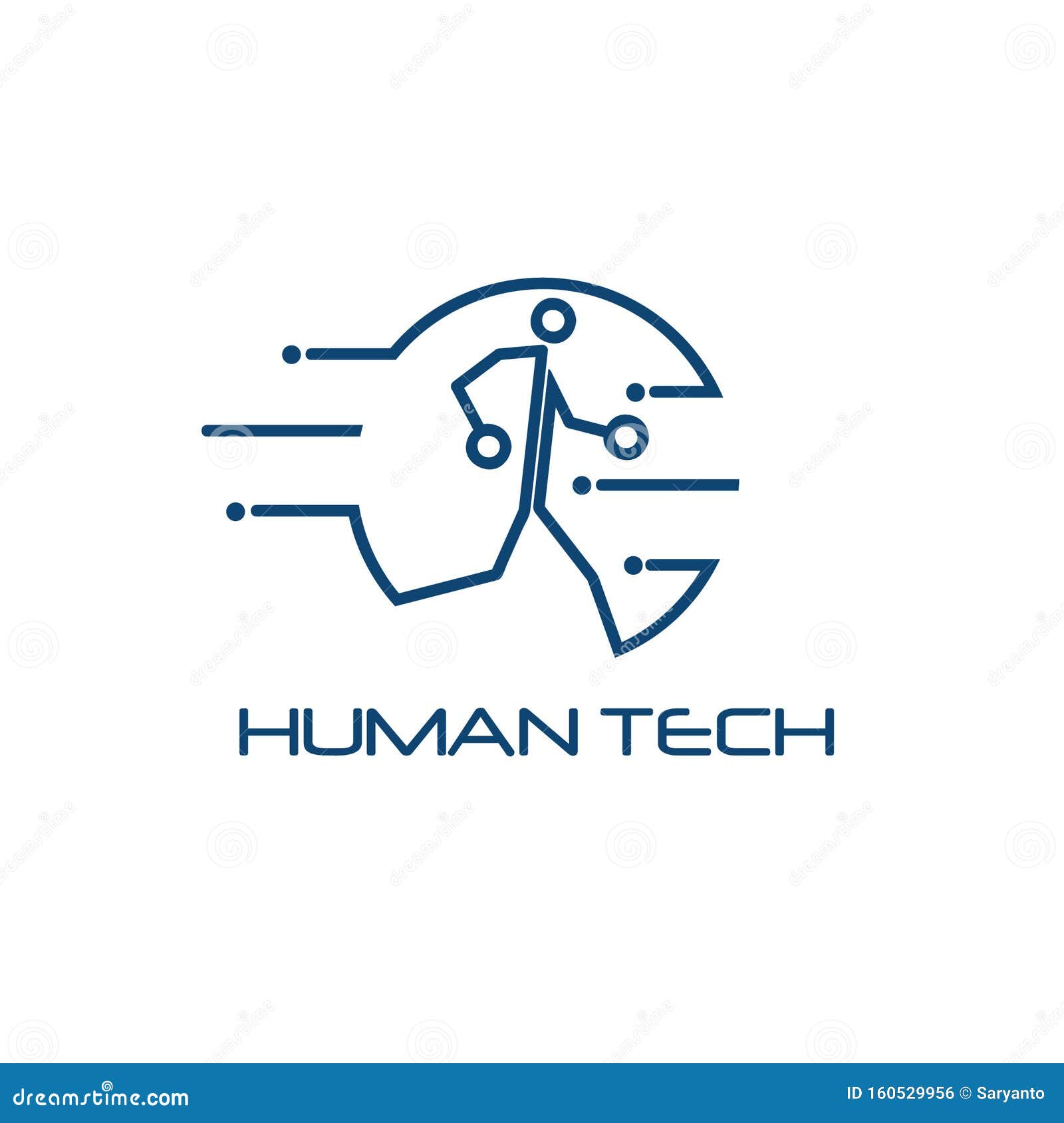 Human Technology Logo Template, Flat Design. People Run in Circles ...