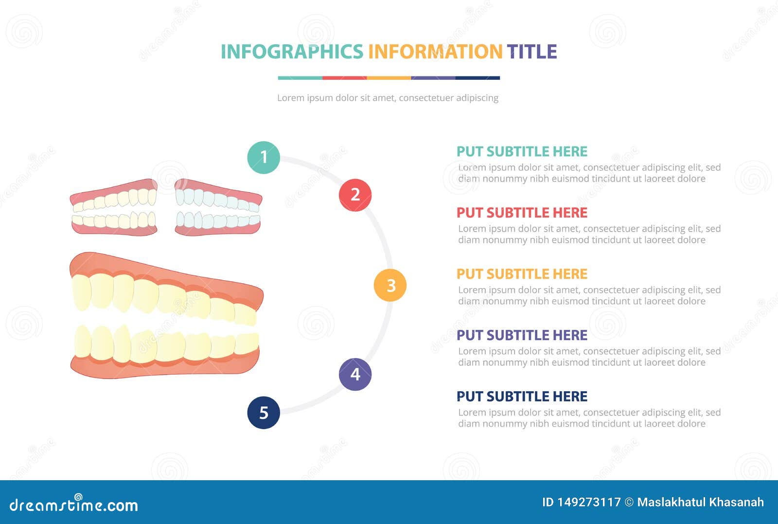 Human Teeth Tooth Structure Infographic Template Concept with Five ...