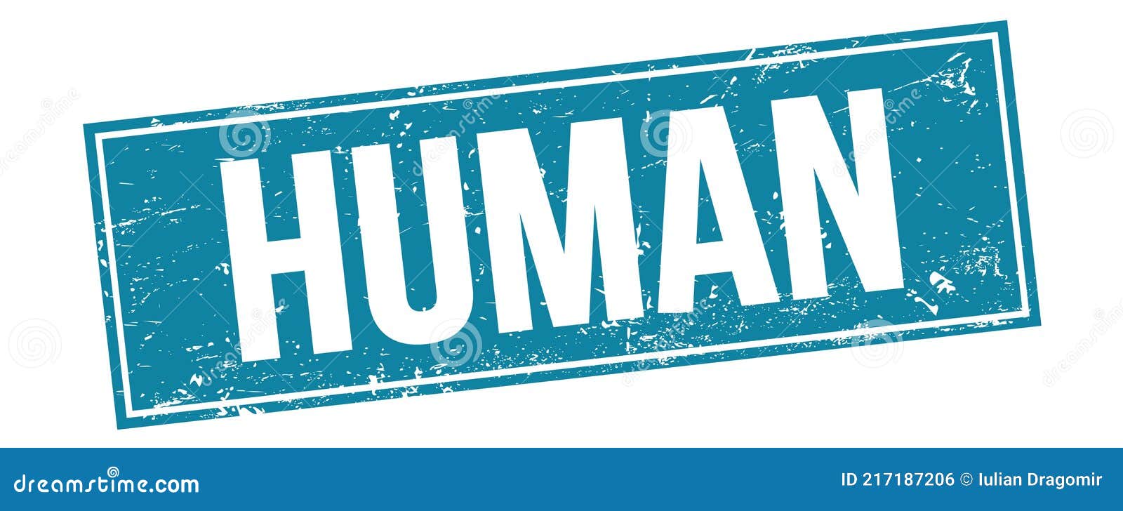 HUMAN Text on Blue Grungy Rectangle Stamp Stock Illustration ...