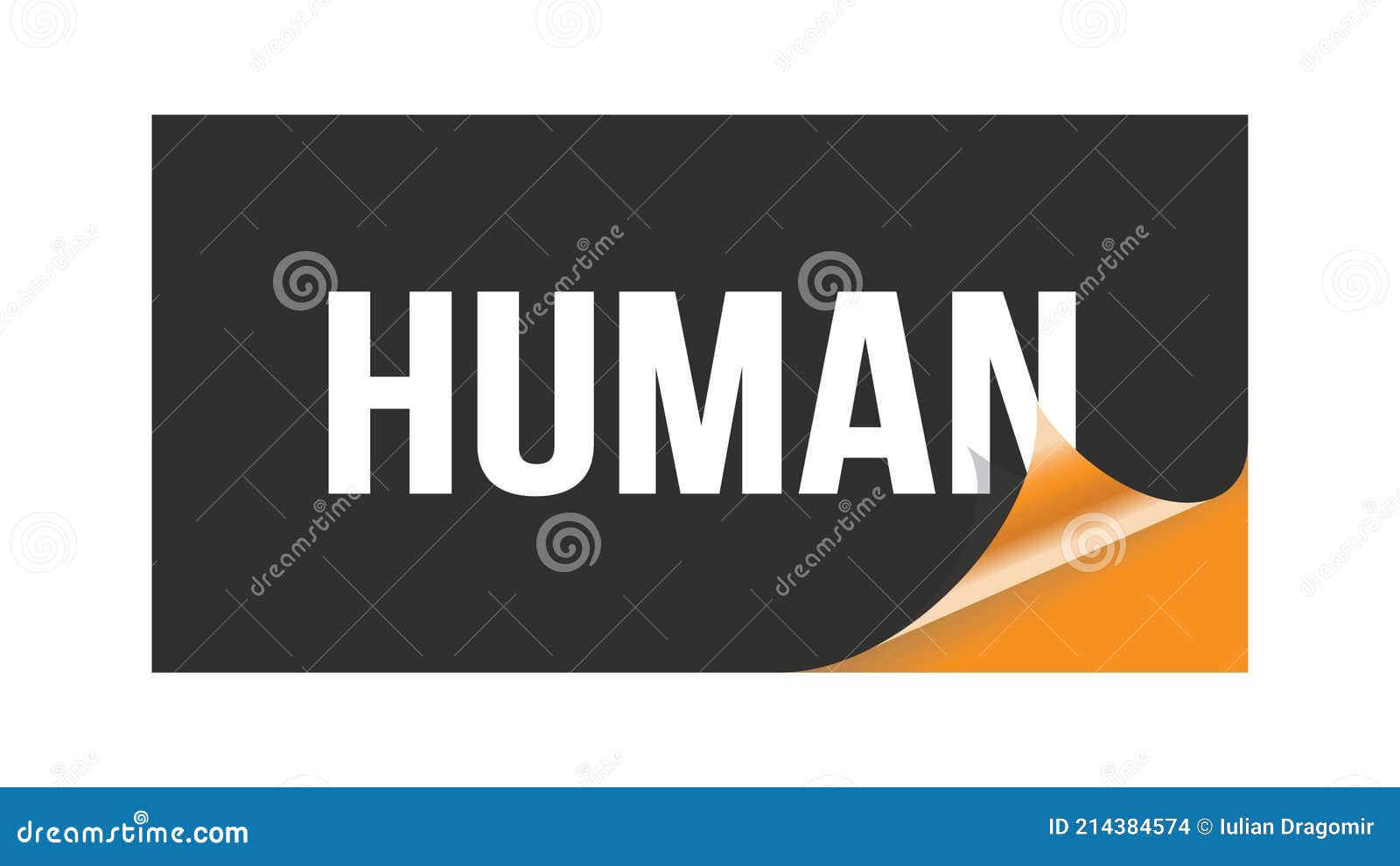 HUMAN Text Written on Black Orange Sticker Stock Illustration ...